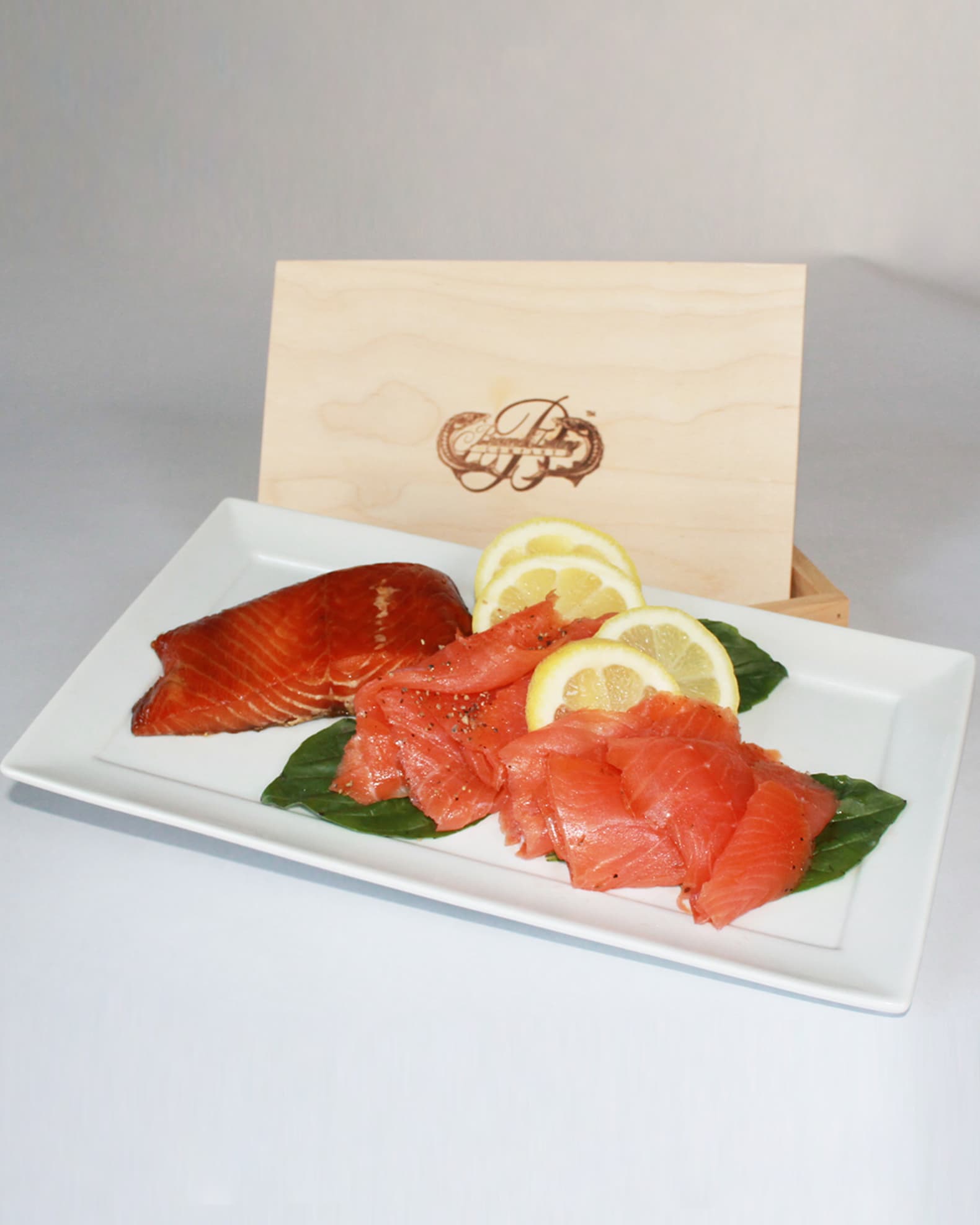 Browne Trading Company Smoked Salmon Trio Wooden Gift Box | Horchow