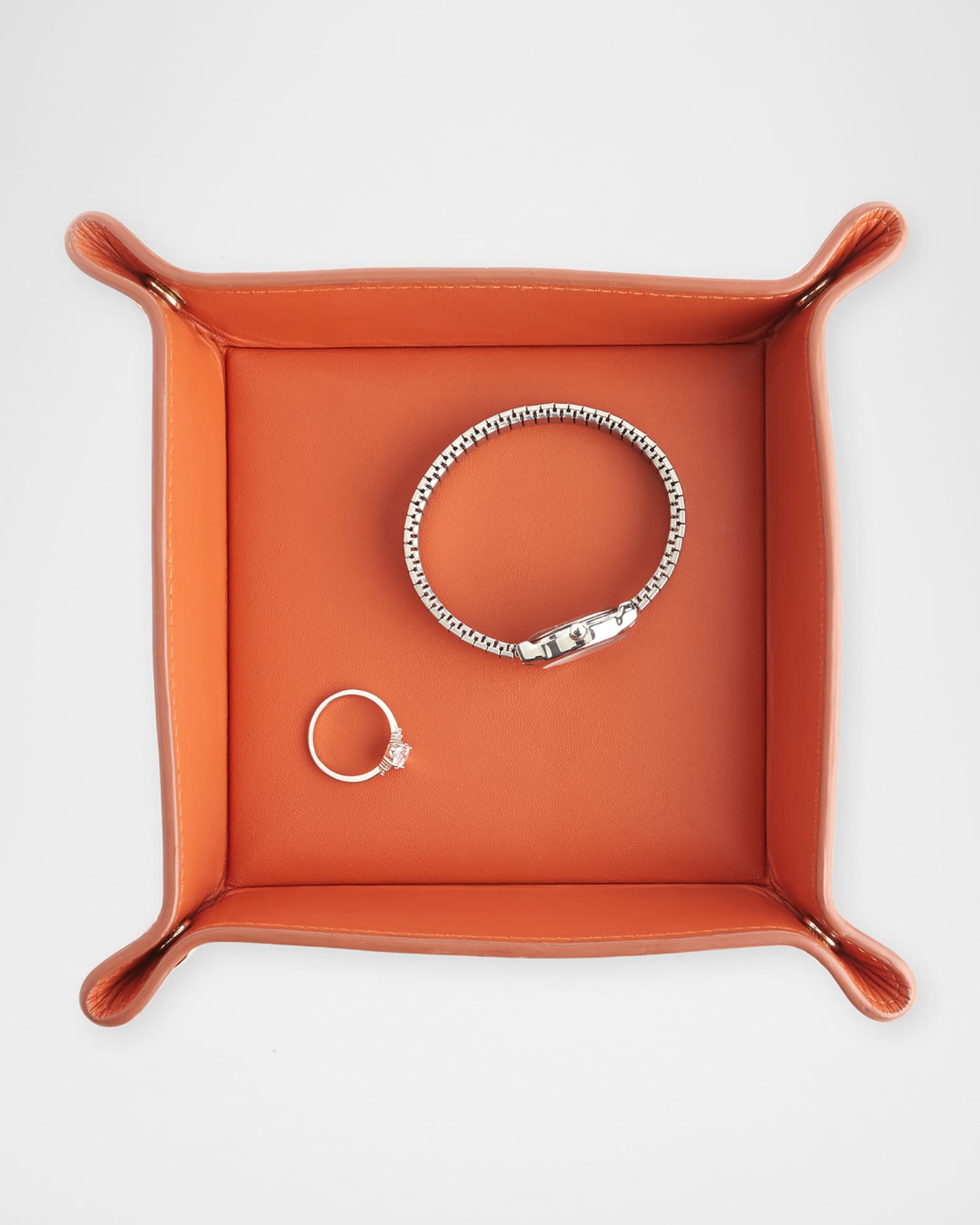 ROYCE New York Monogrammed Leather Catchall Valet Tray | Horchow