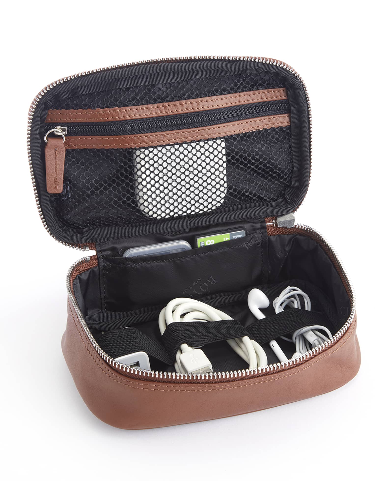 ROYCE New York Monogrammed Travel Tech Organizer Leather Case | Horchow
