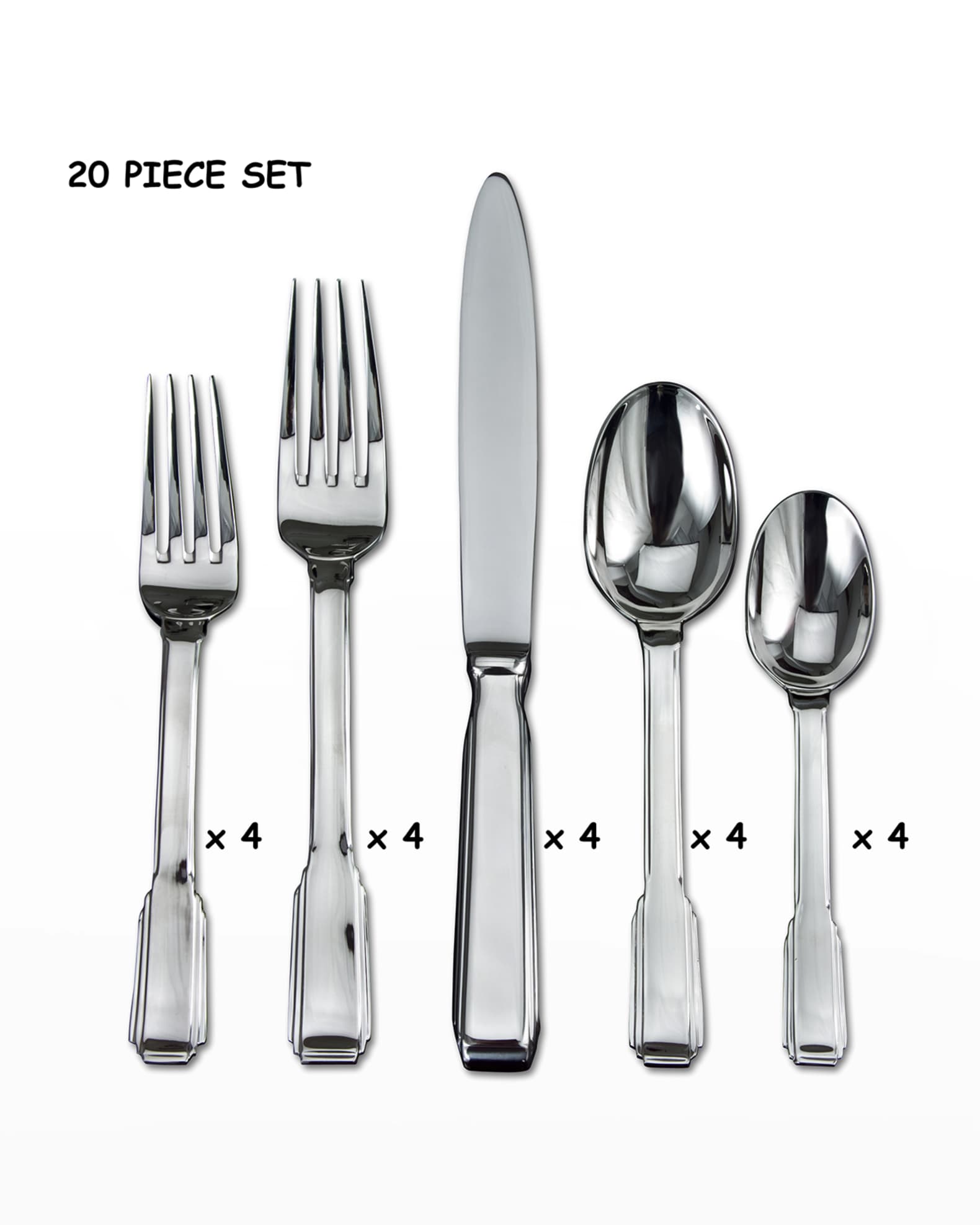 Ricci Silversmith 20-Piece Art Deco Flatware Set | Horchow