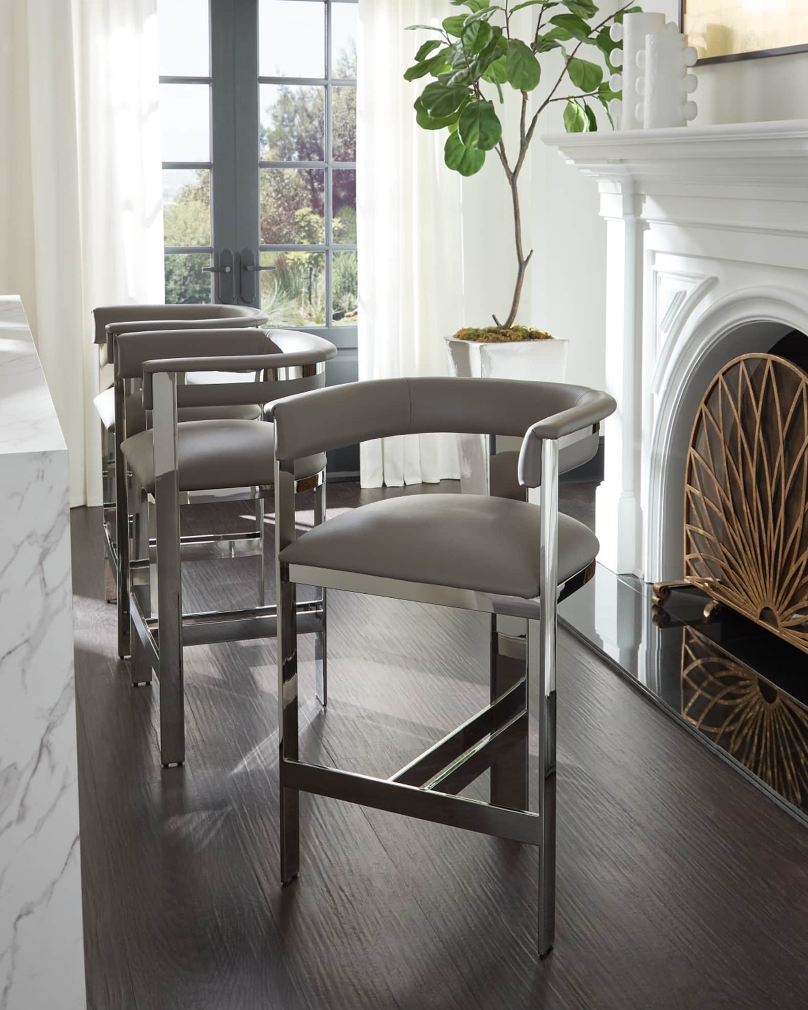 Interlude Home Darcy Counter Stool, 27" | Horchow