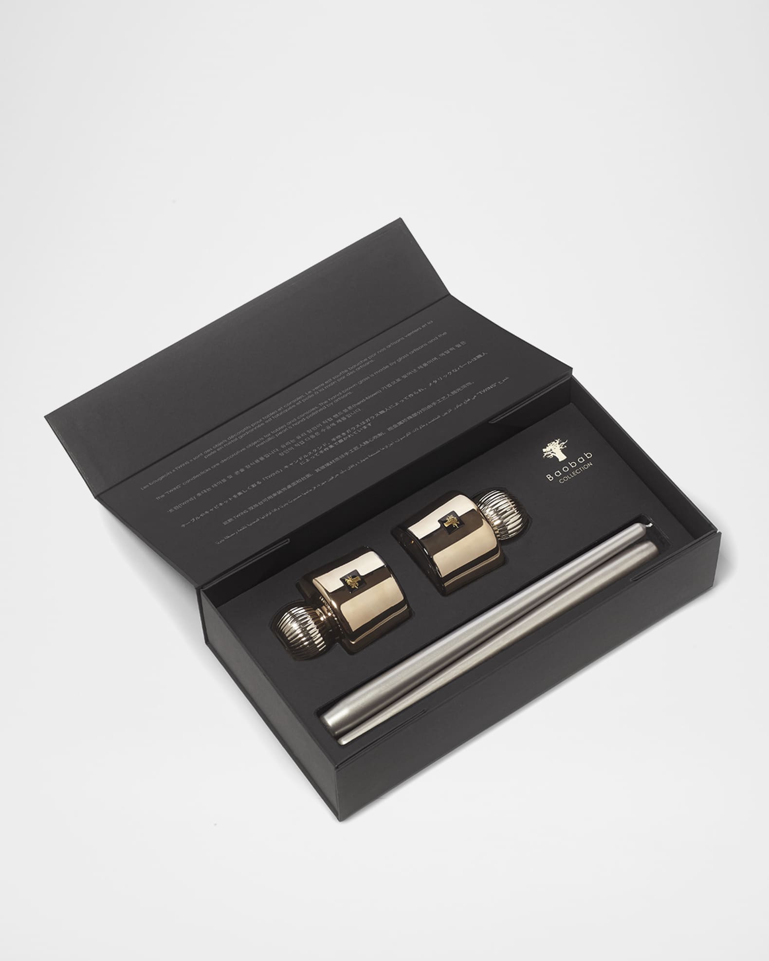 Baobab Collection Twins Platinum Candlesticks | Horchow