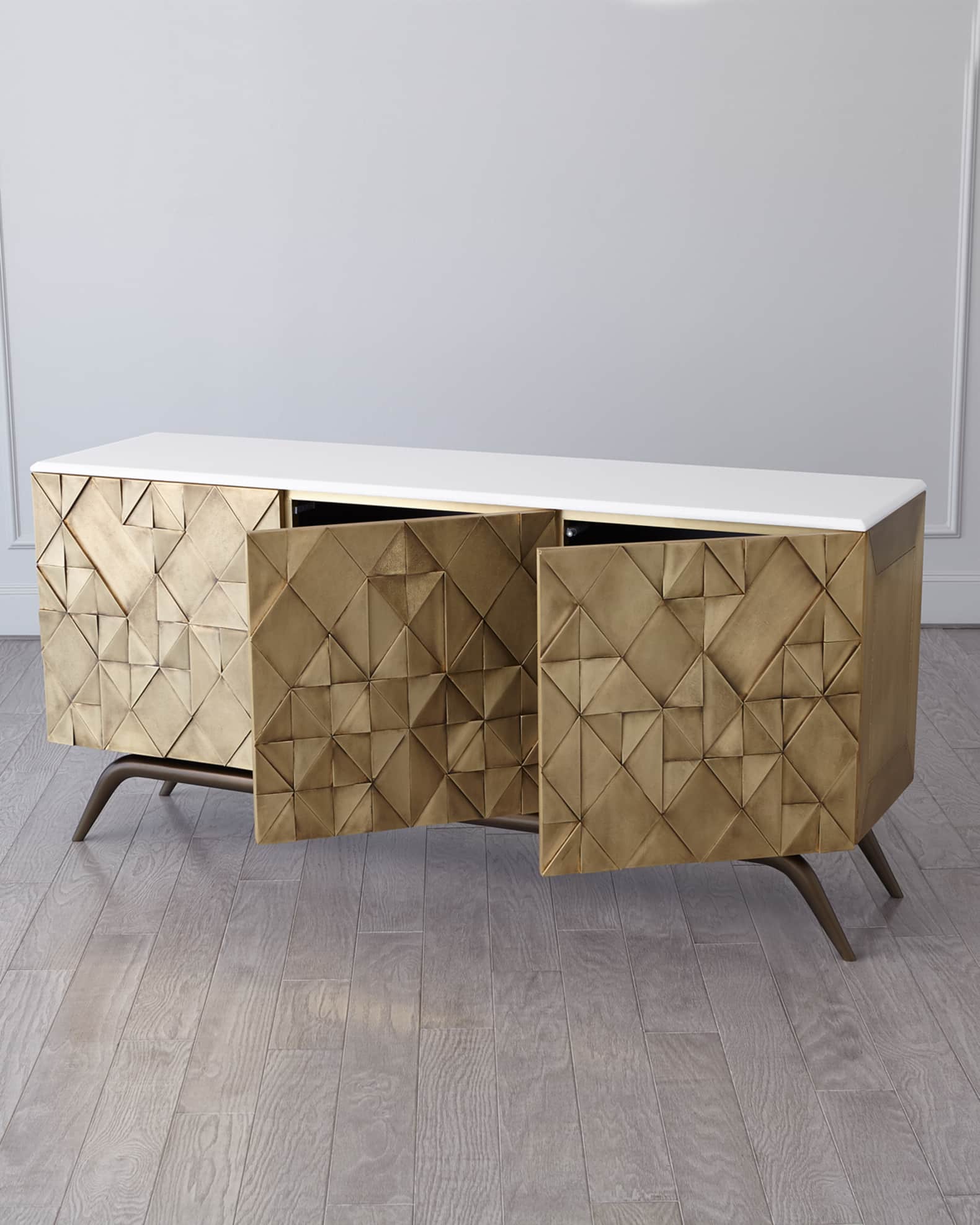 Global Views Triangle Cabinet, Brass | Horchow