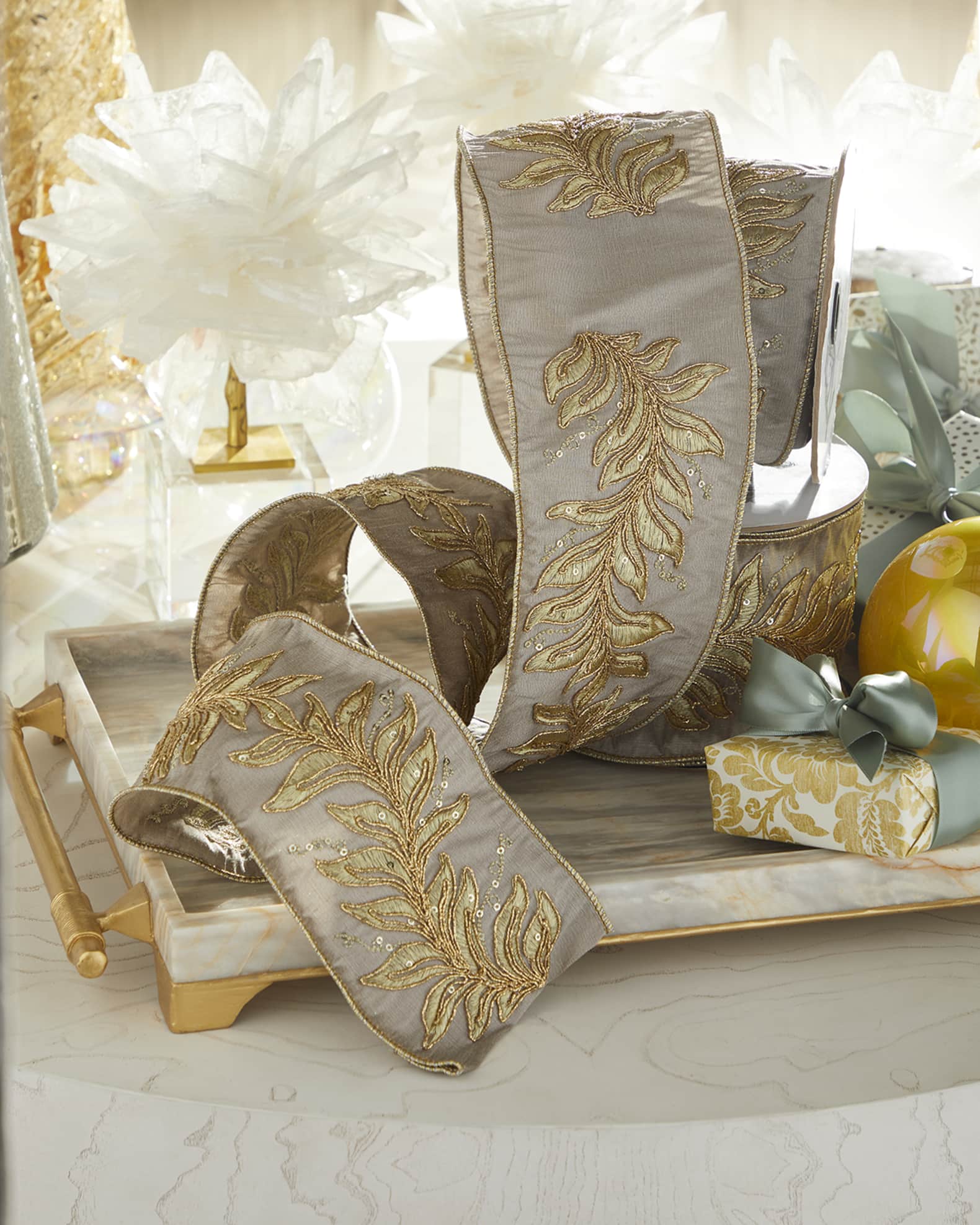 D. Stevens Dupion Cord Embroidery Ribbon, 4"W x 10 Yards | Horchow