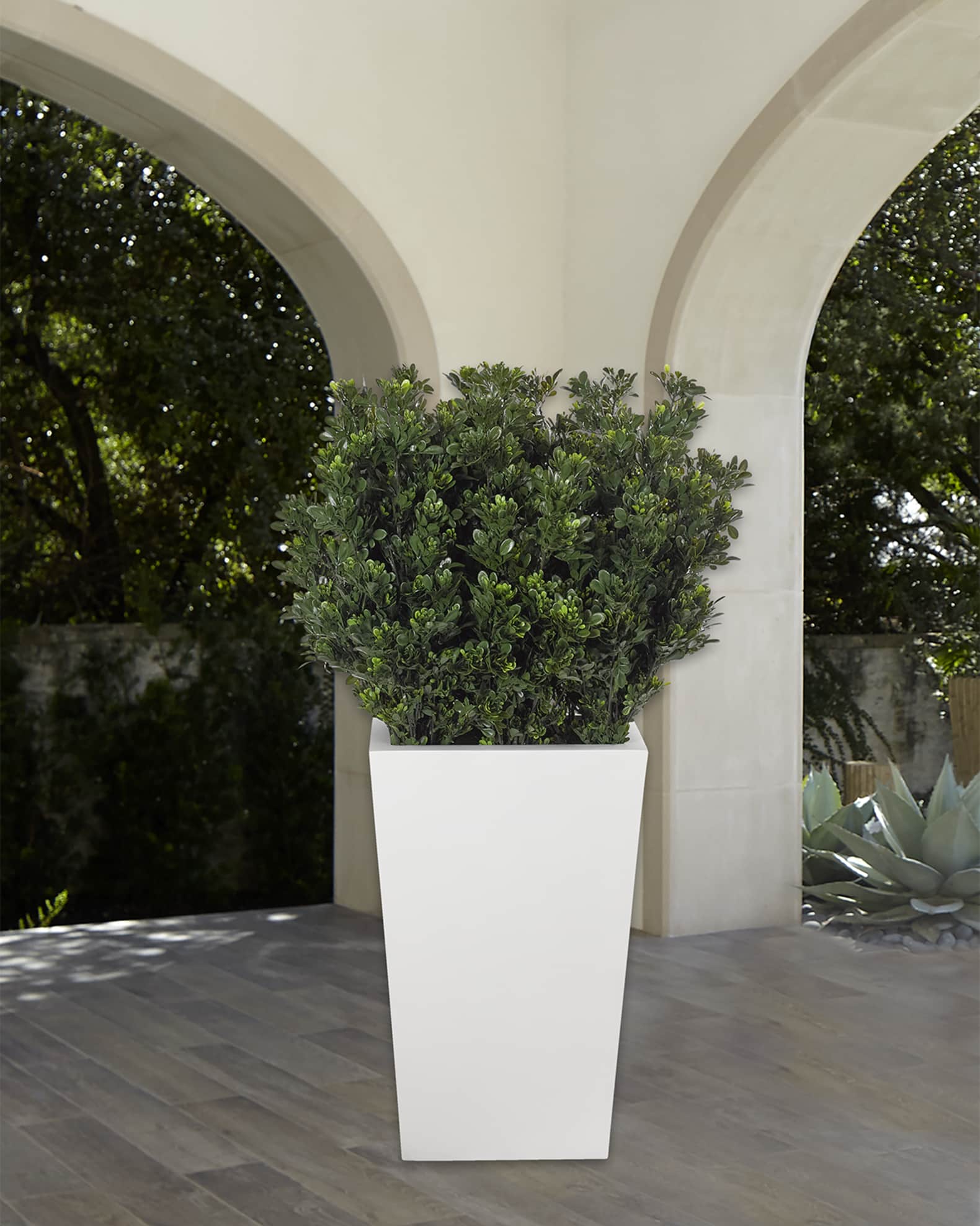 NDI Faux Boxwood Plant in Tapered Rectangular Planter, 49"T | Horchow