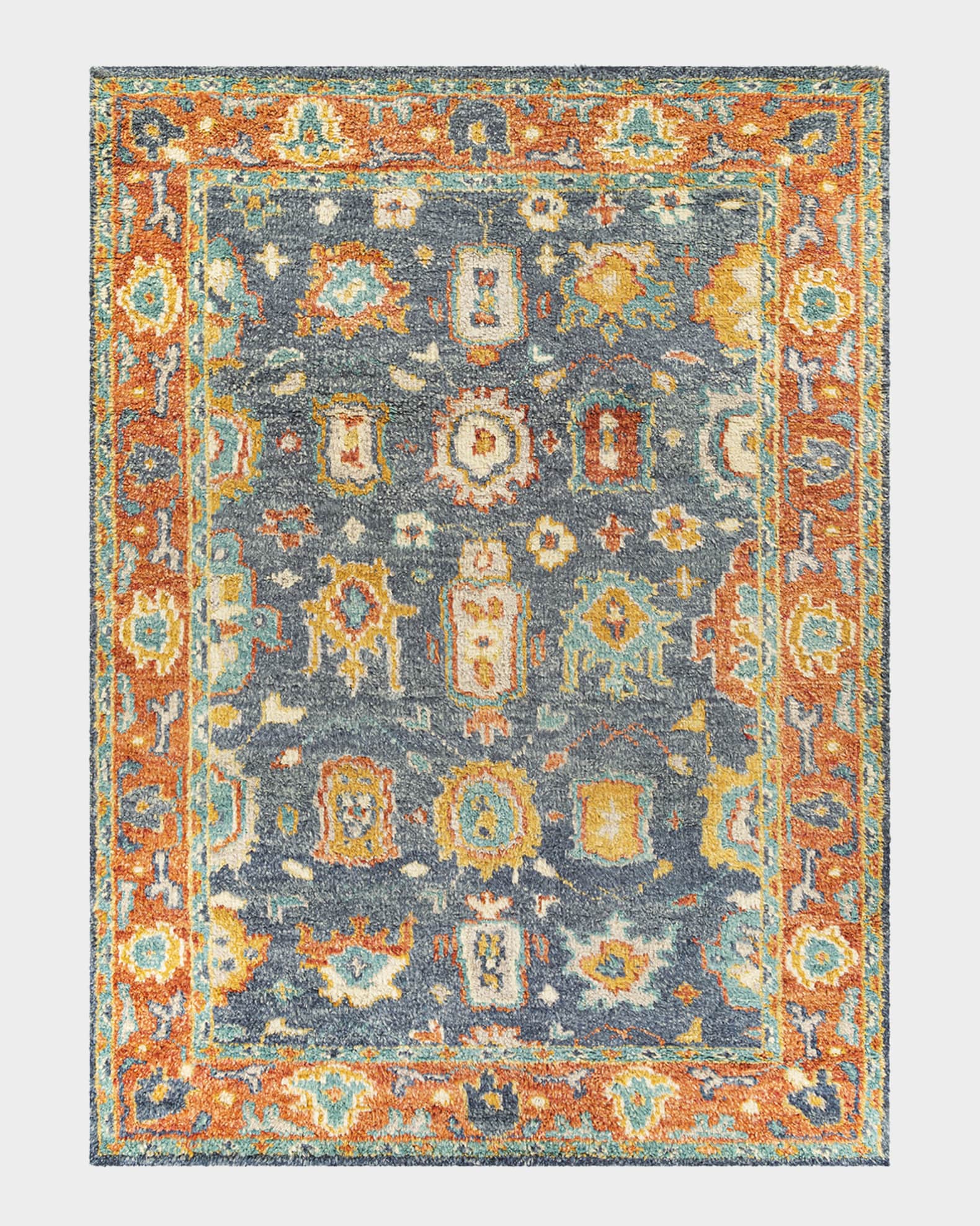 orange patterned wool rug