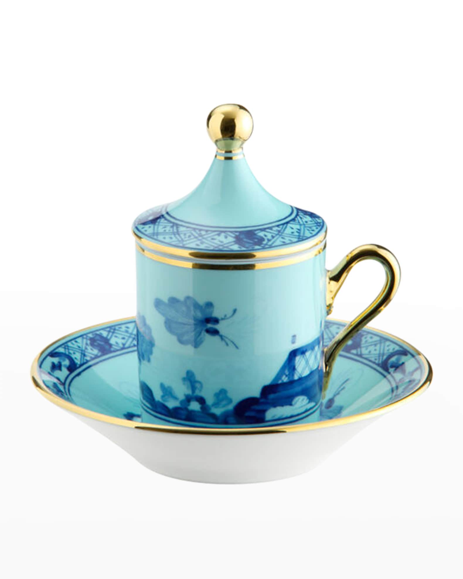 GINORI 1735 Empire-Style Coffee Cups & Saucers, Set of 2 - Light Blue ...