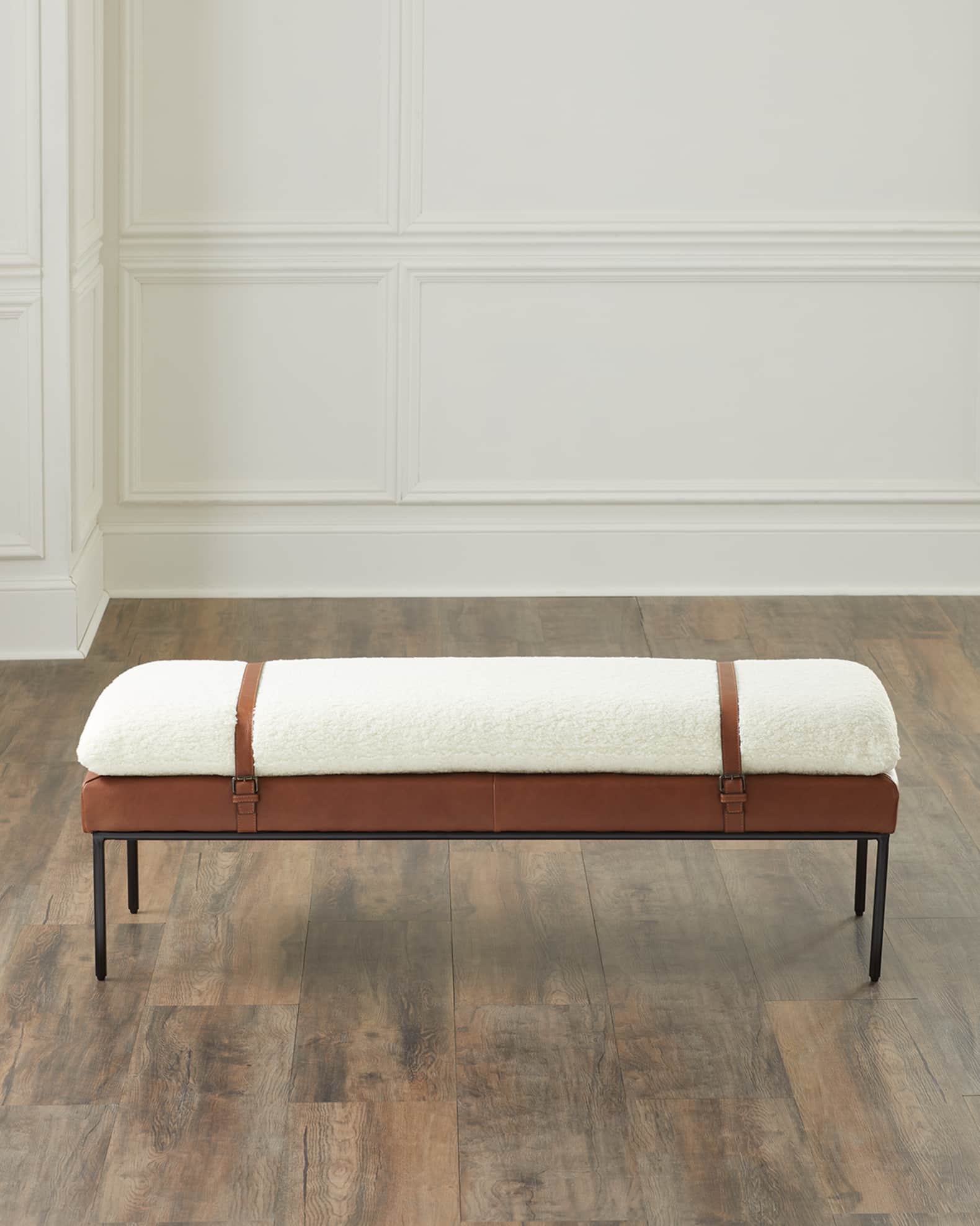 Regina Andrew Austin Leather and Boucle Bench | Horchow