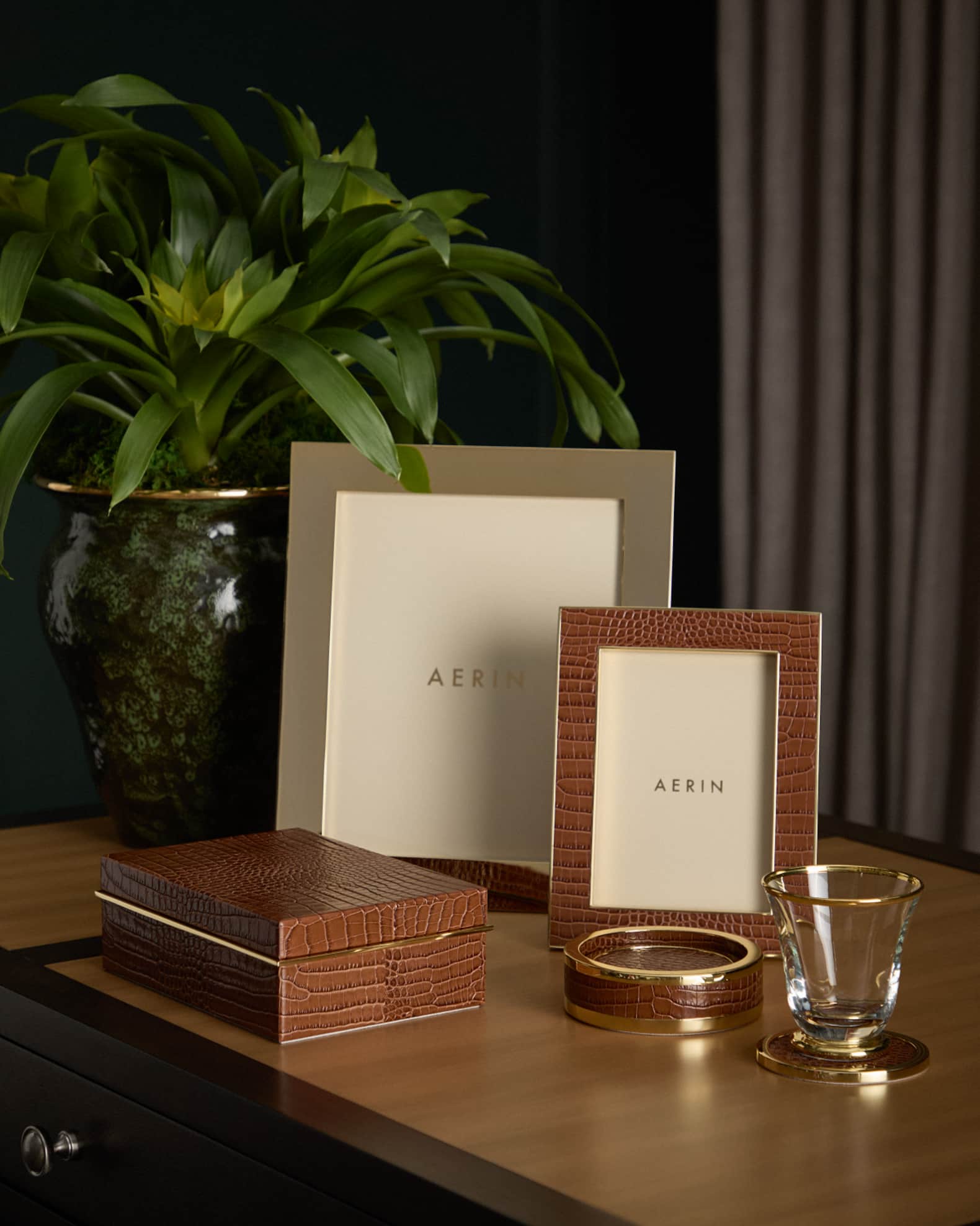 AERIN Classic Croc Leather Photo Frame, 8" x 10" | Horchow
