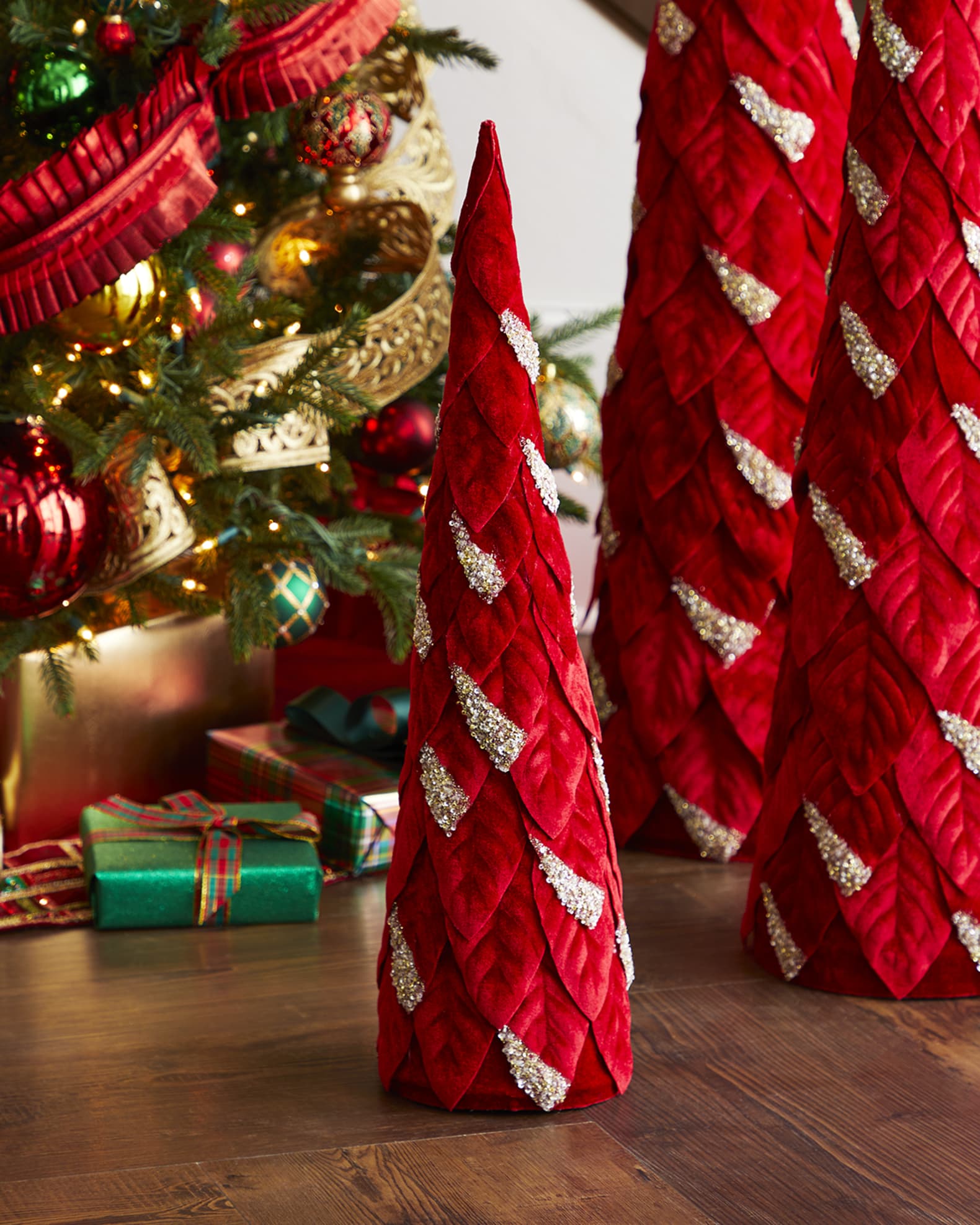 Jim Marvin Holiday Velvet Leaf Cone Tree | Horchow