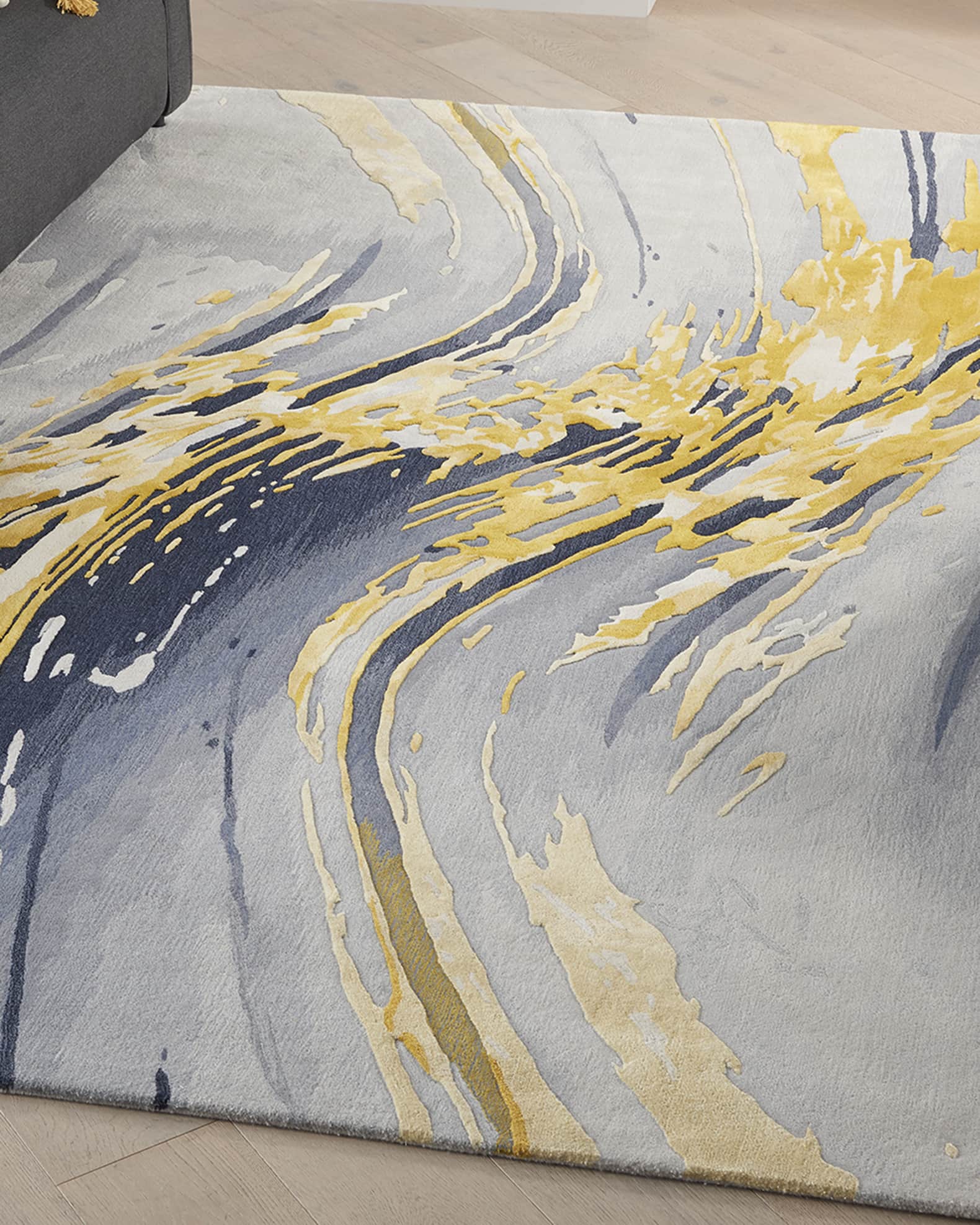 Nourison Abstract Gold Hand-Tufted Rug, 9' x 12' | Horchow