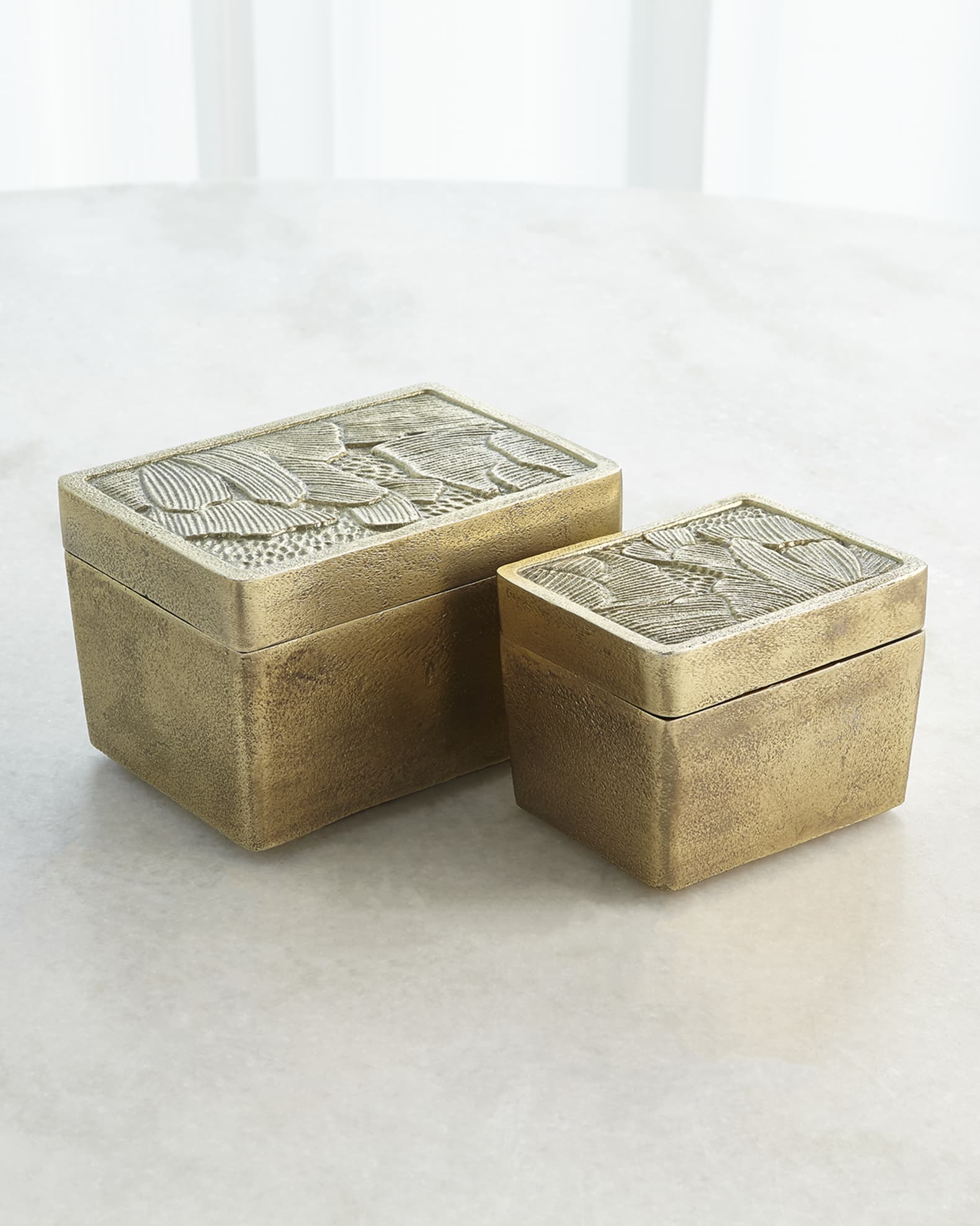 Global Views Large Antiqued Brass Flora Box | Horchow