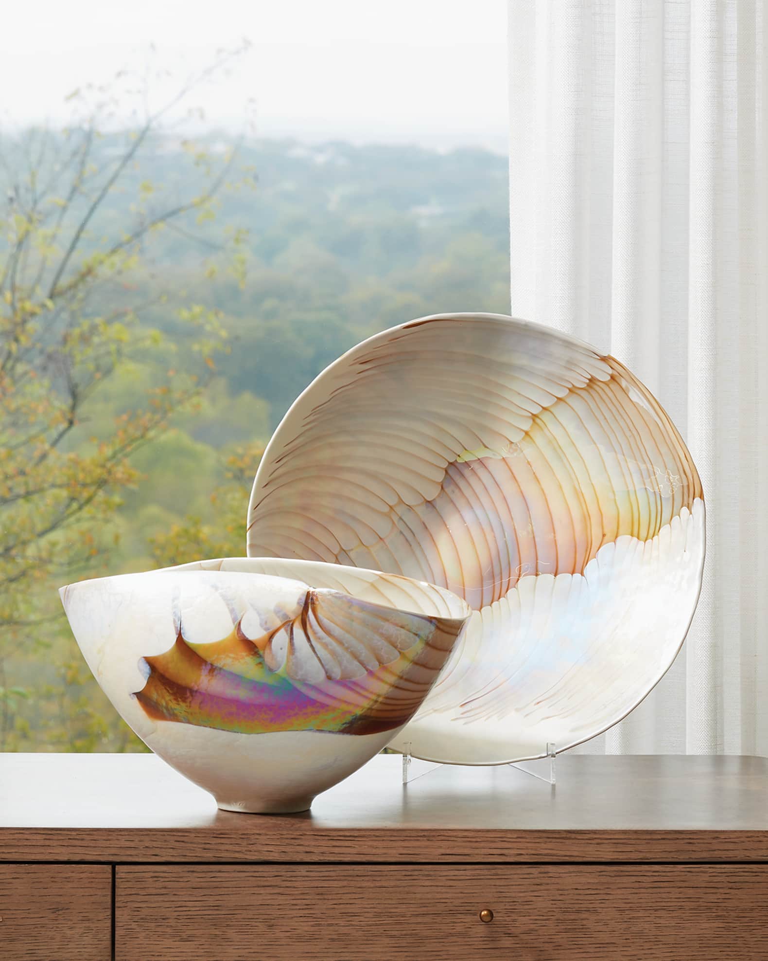 Global Views Centerpiece Charger, Ivory/Amber | Horchow