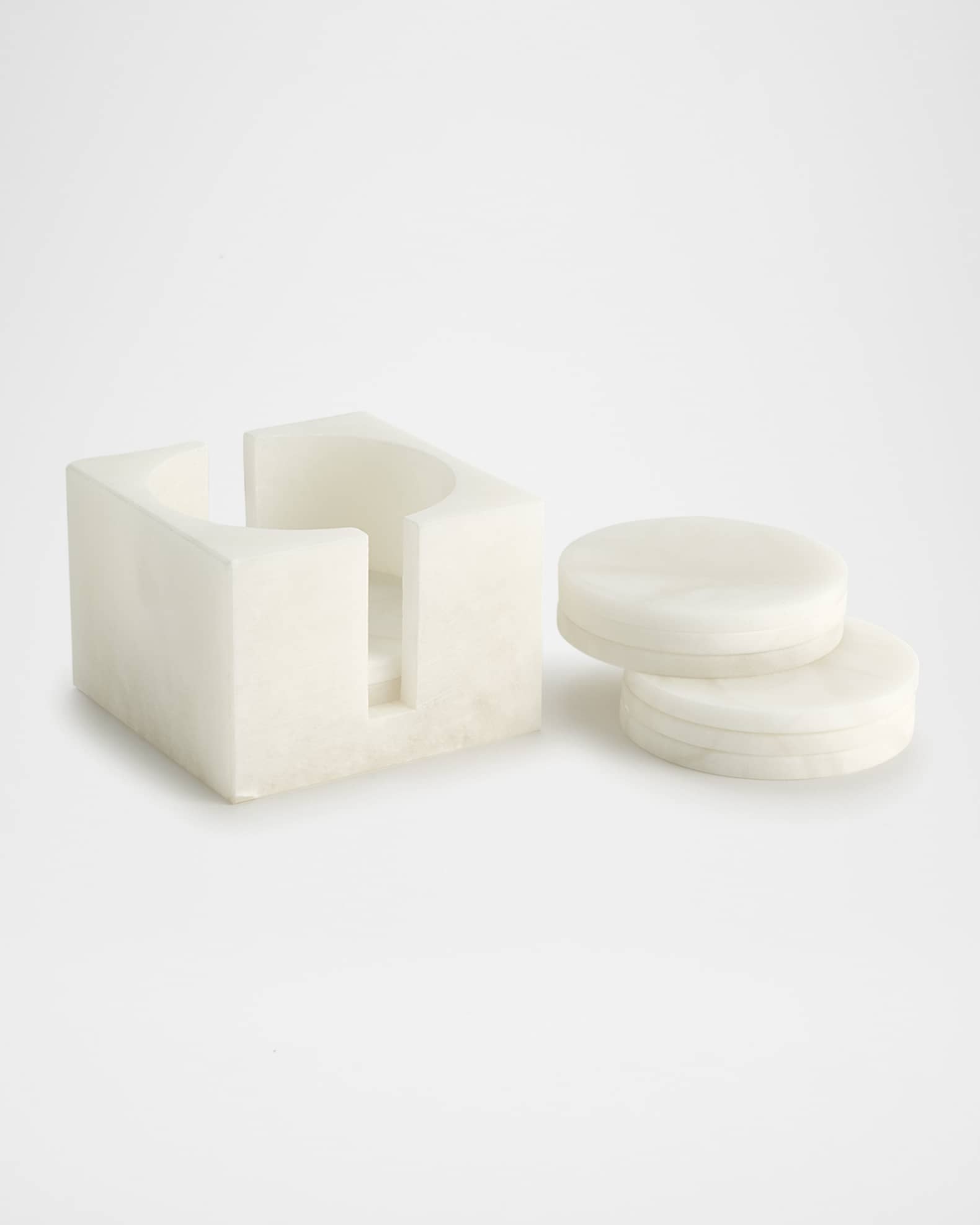 Global Views Alabaster Coasters w/ Holder, Set of 8 | Horchow