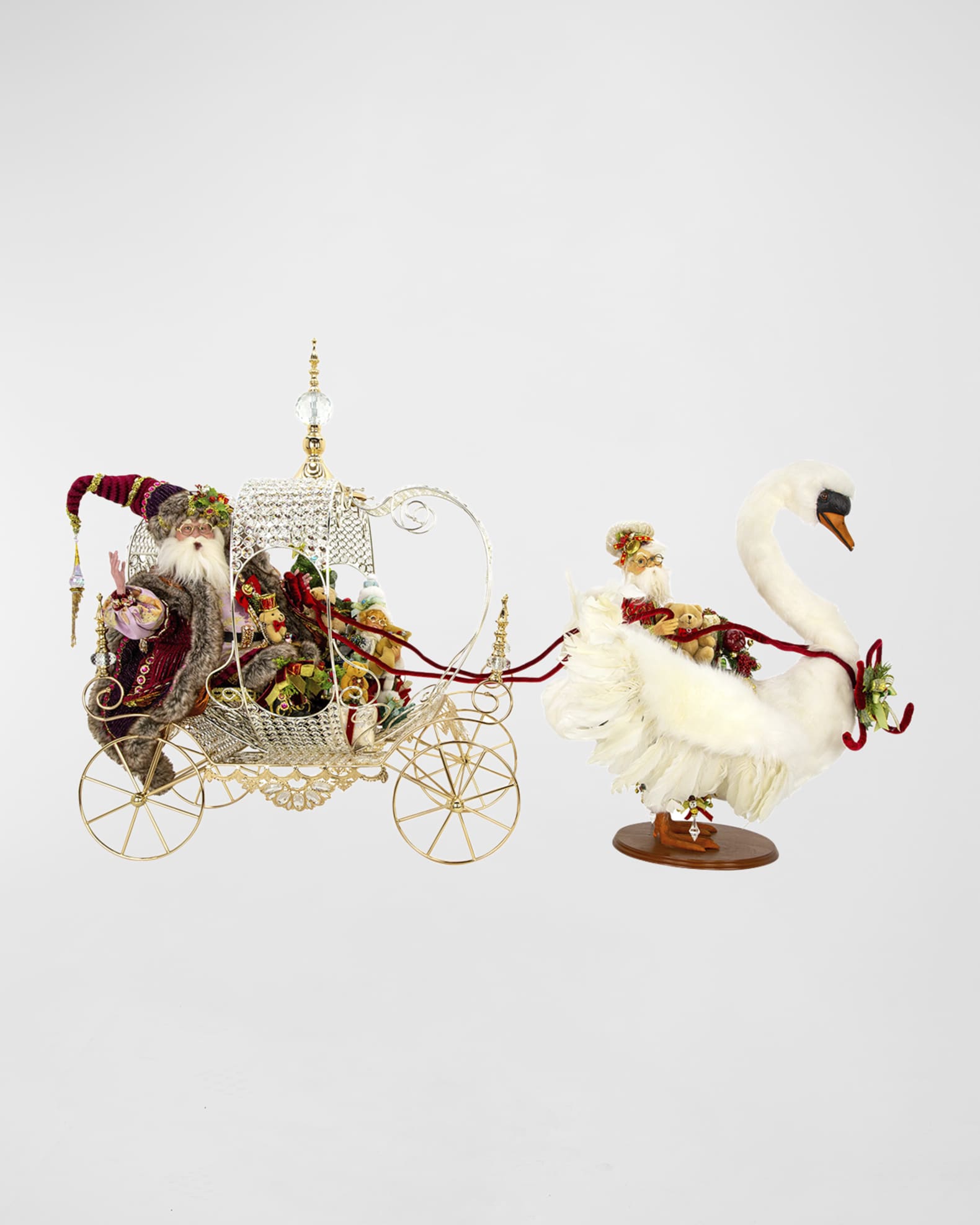 Mark Roberts Fairytale Bear Santa With Swan & Christmas Carriage | Horchow