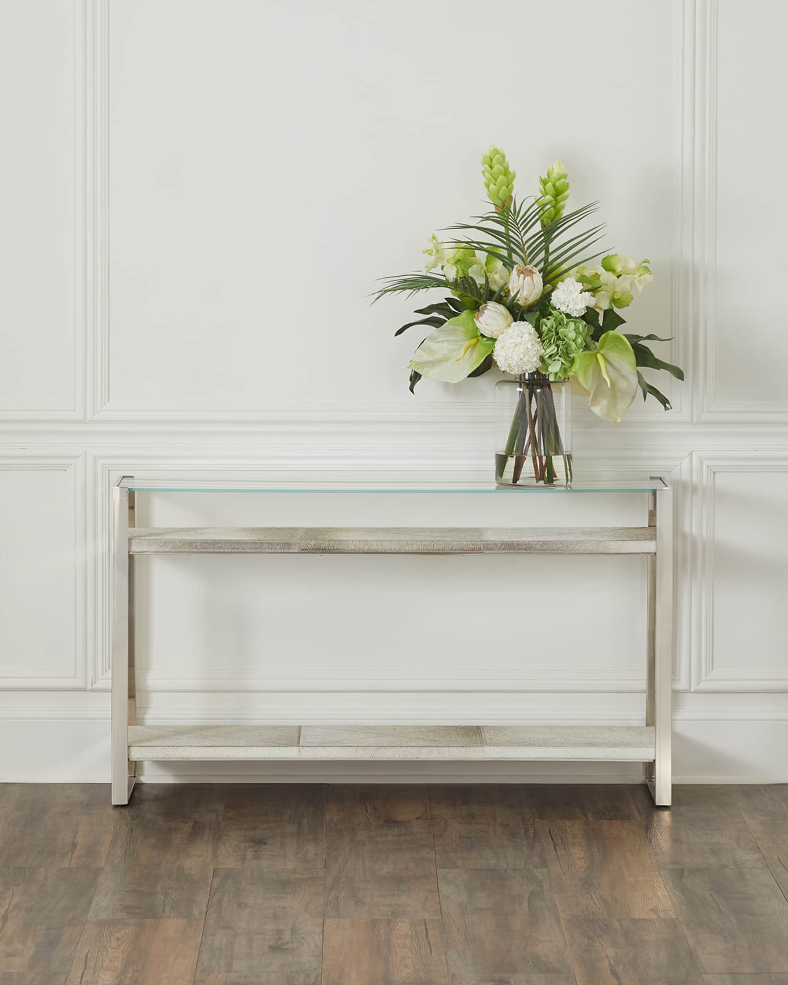 Regina Andrew Andres Hair on Hide Console Table Nickel