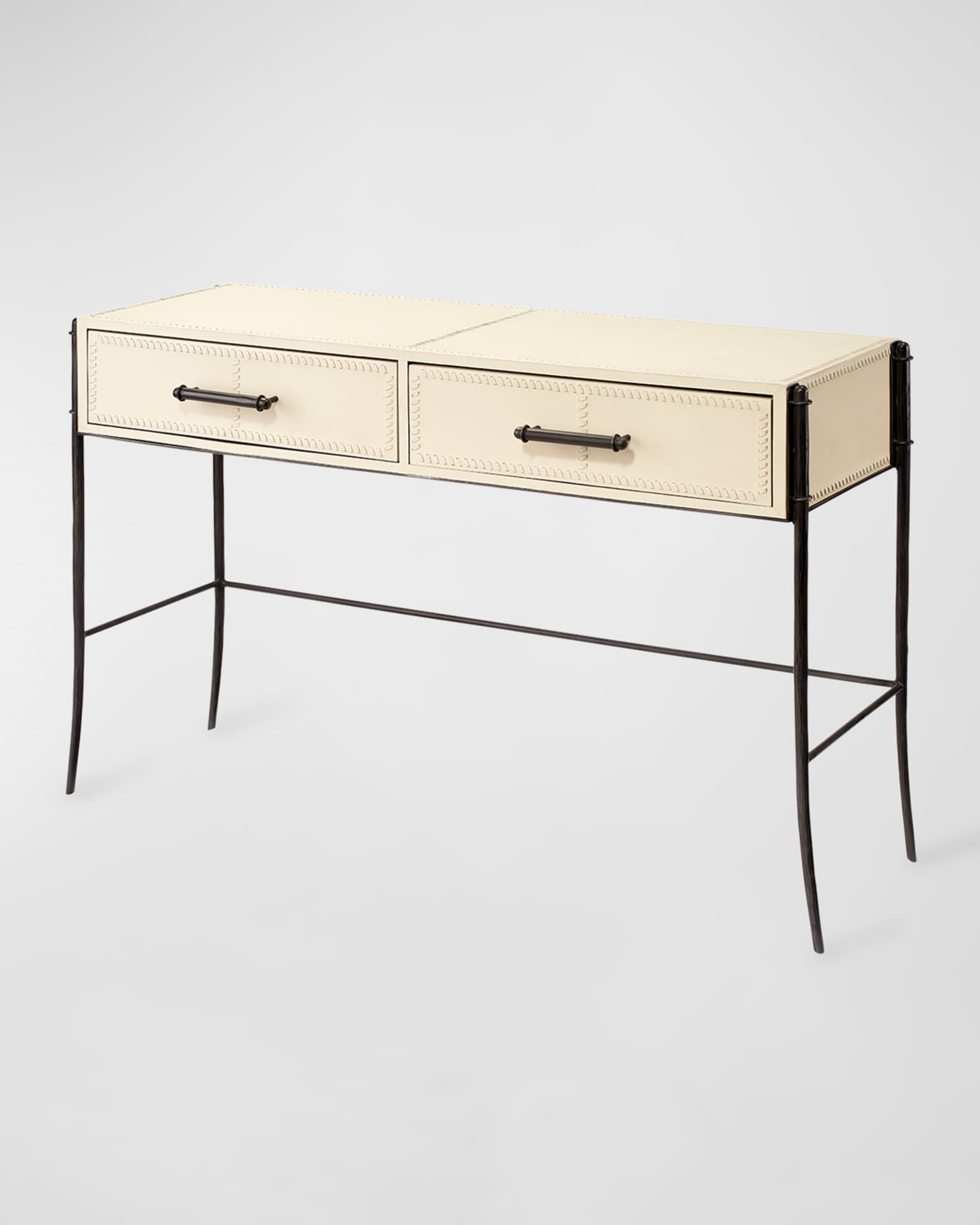 Leather console table with drawers store