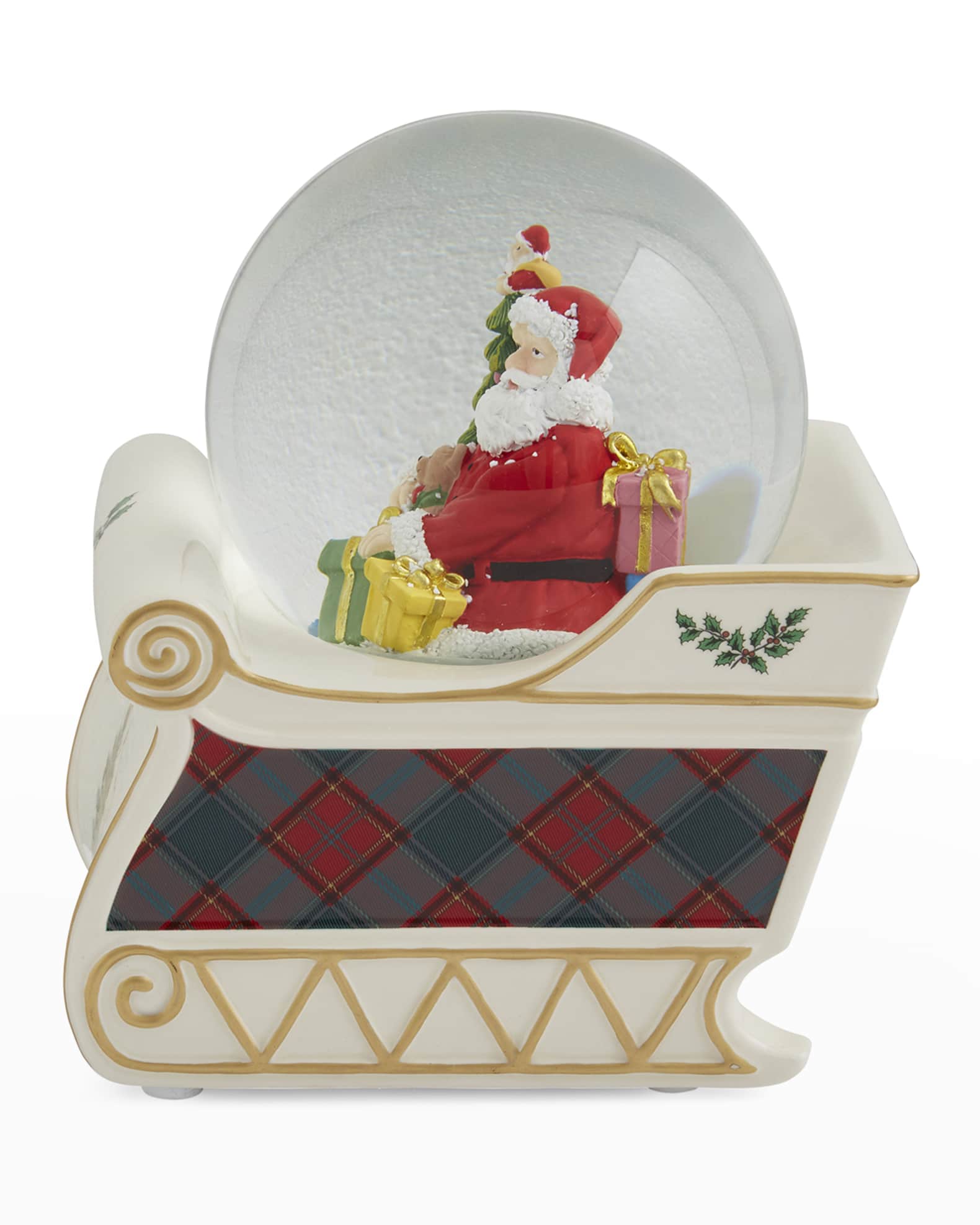 Spode Christmas Tree Tartan Figural Santa Sleigh Snow Globe | Horchow