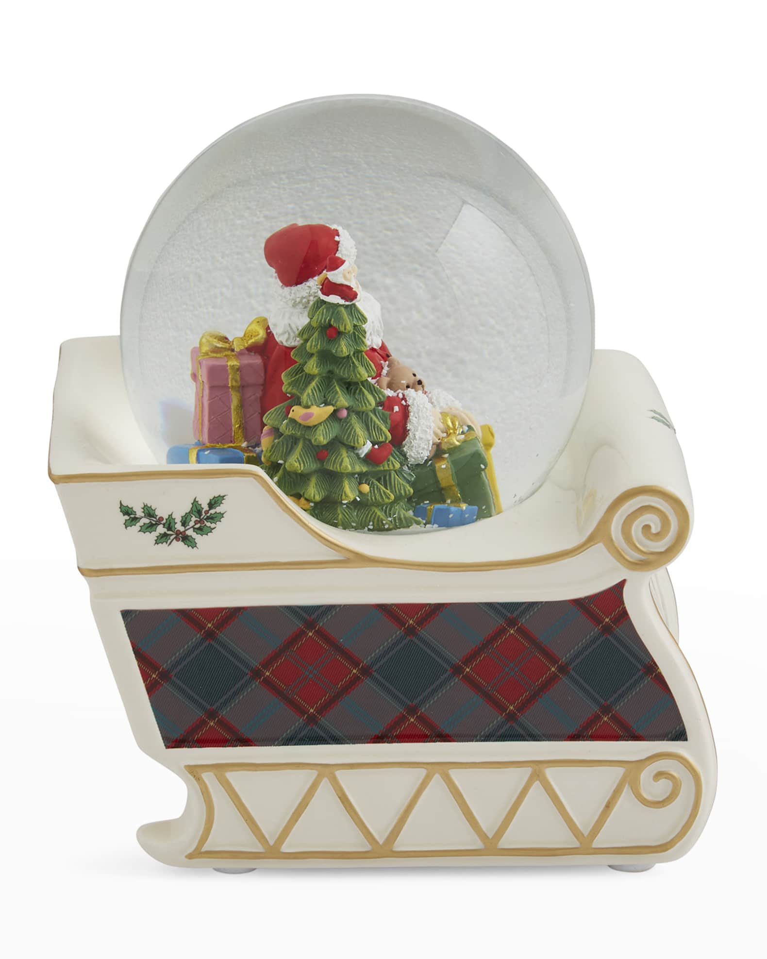Spode Christmas Tree Tartan Figural Santa Sleigh Snow Globe | Horchow