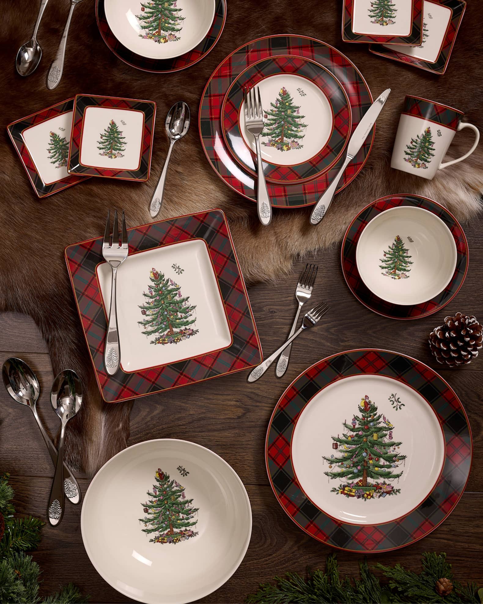 Spode Christmas Tree Tartan Dinner Plate, Set of 4 | Horchow