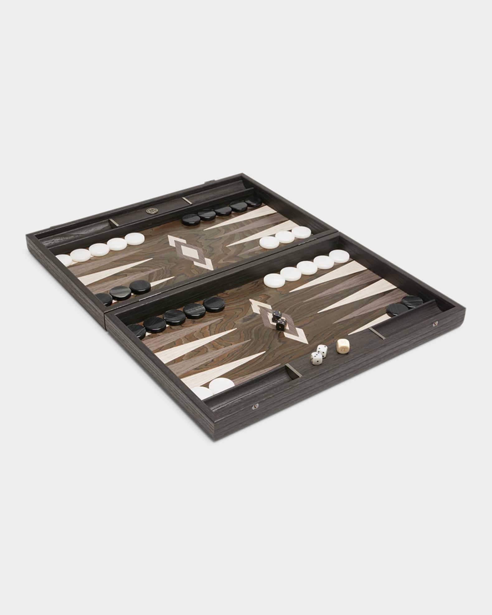 MANOPOULOS Ebony Burl Backgammon Set With Side Racks | Horchow