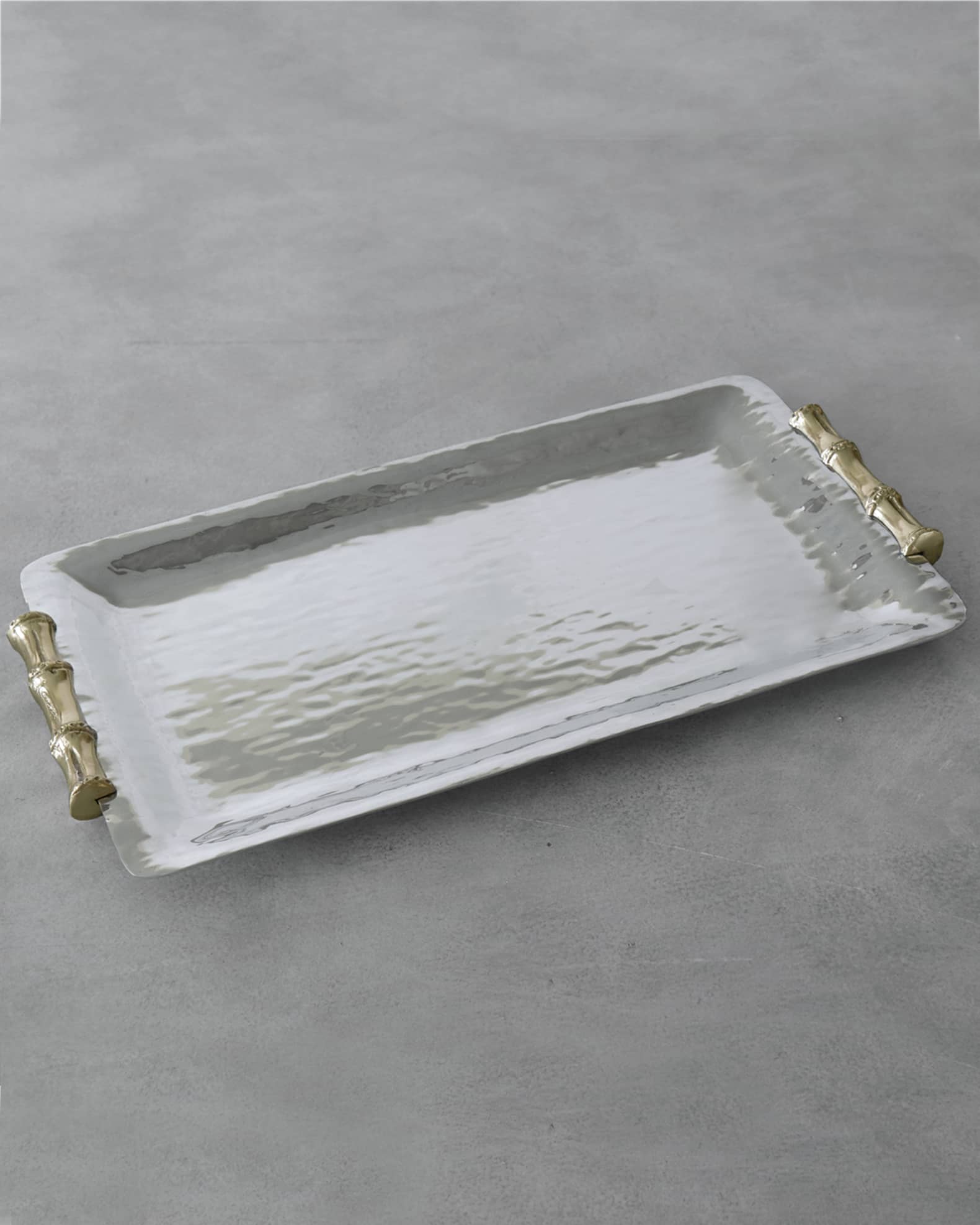 Beatriz Ball GARDEN Bamboo Long Rectangular Tray with Golden Handles ...