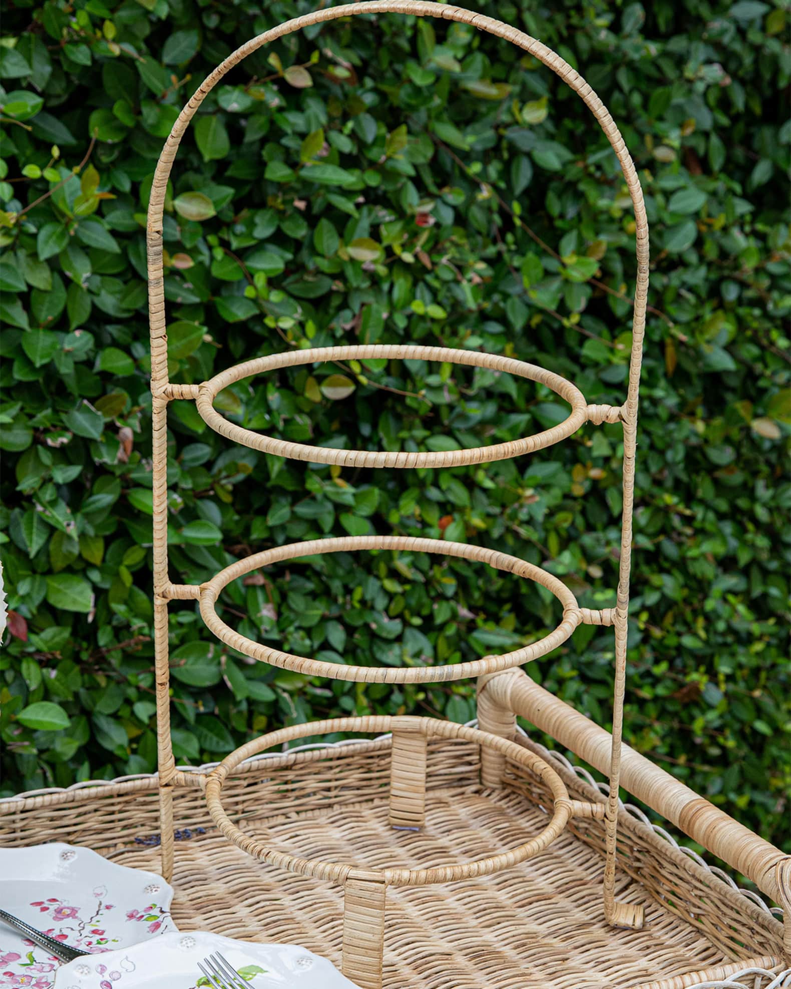 Juliska Provence Rattan Triple Tiered Server - Whitewash | Horchow