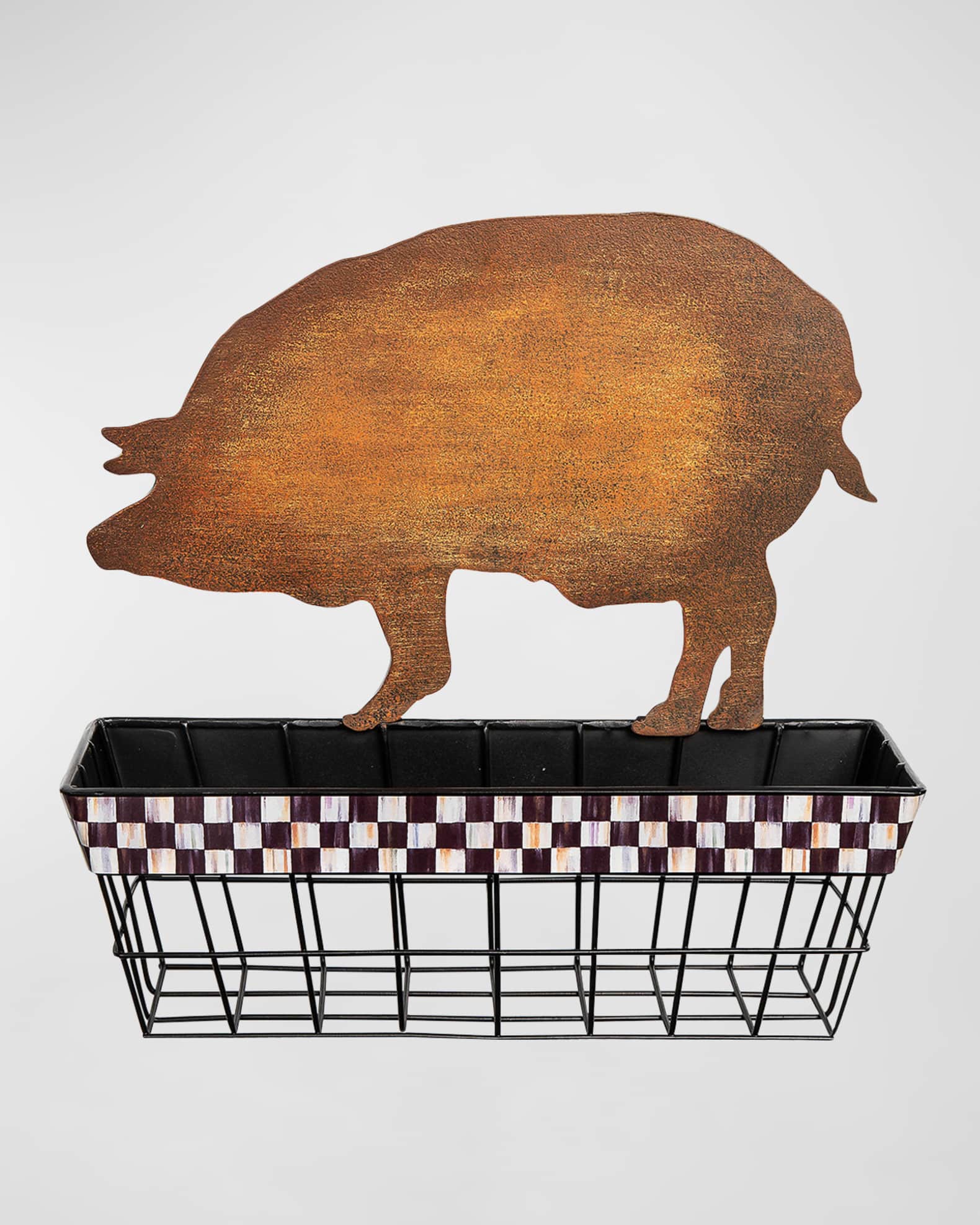 MacKenzie-Childs Courtly Check Pig Wall Basket | Horchow