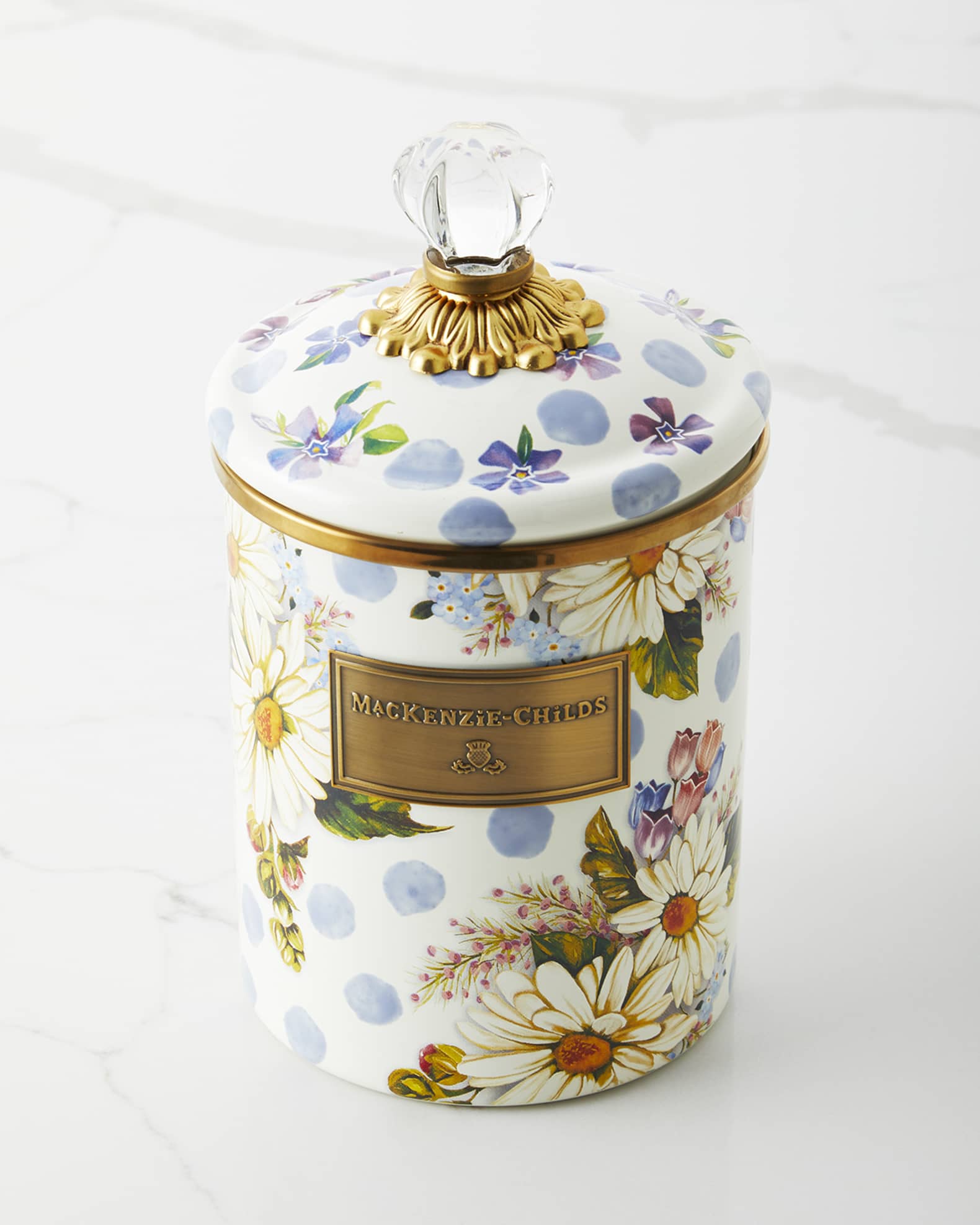 MacKenzie-Childs Blue Wildflowers Medium Enamel Canister | Horchow