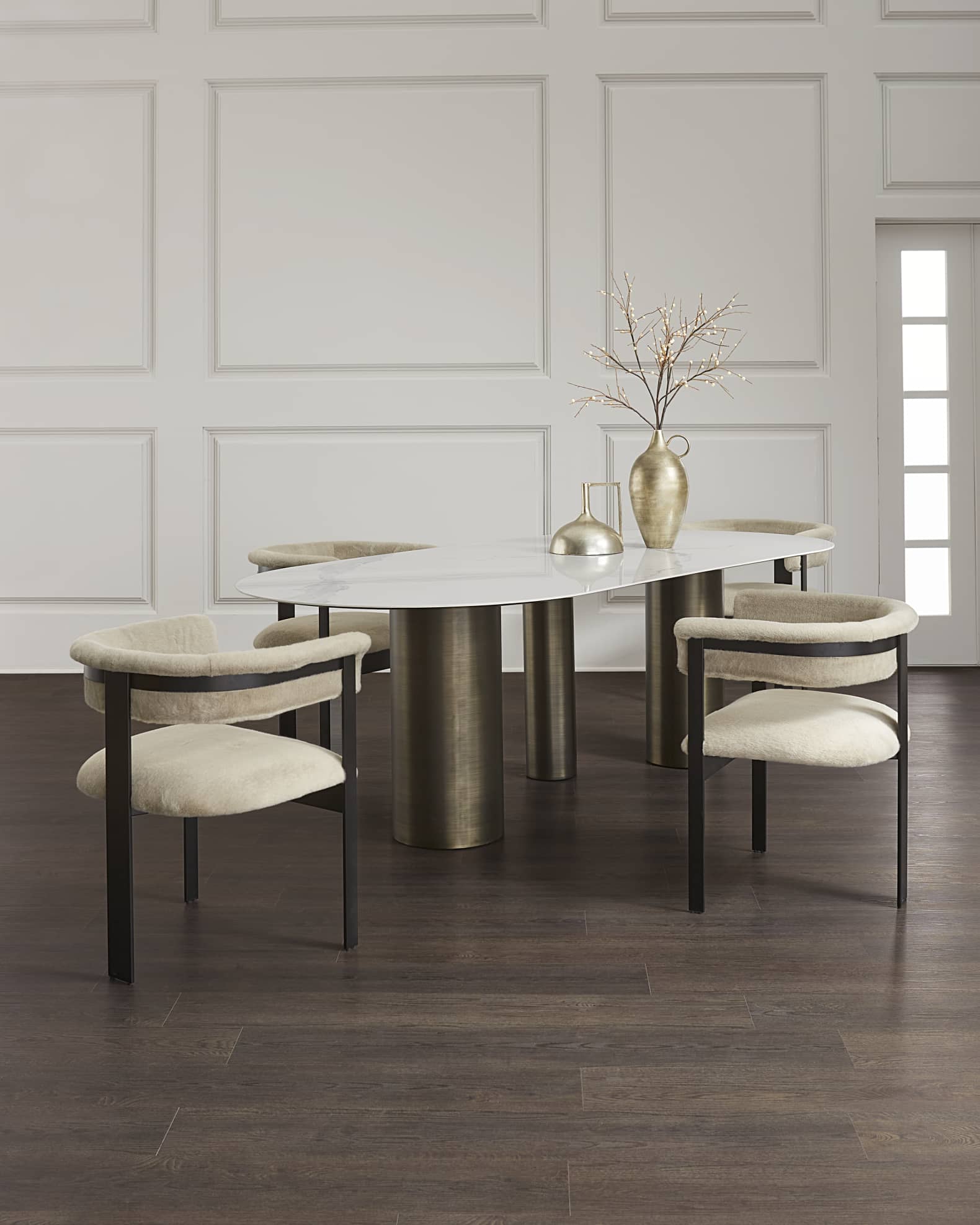 Interlude Home Darcy Fawn Faux Fur Dining Chair | Horchow