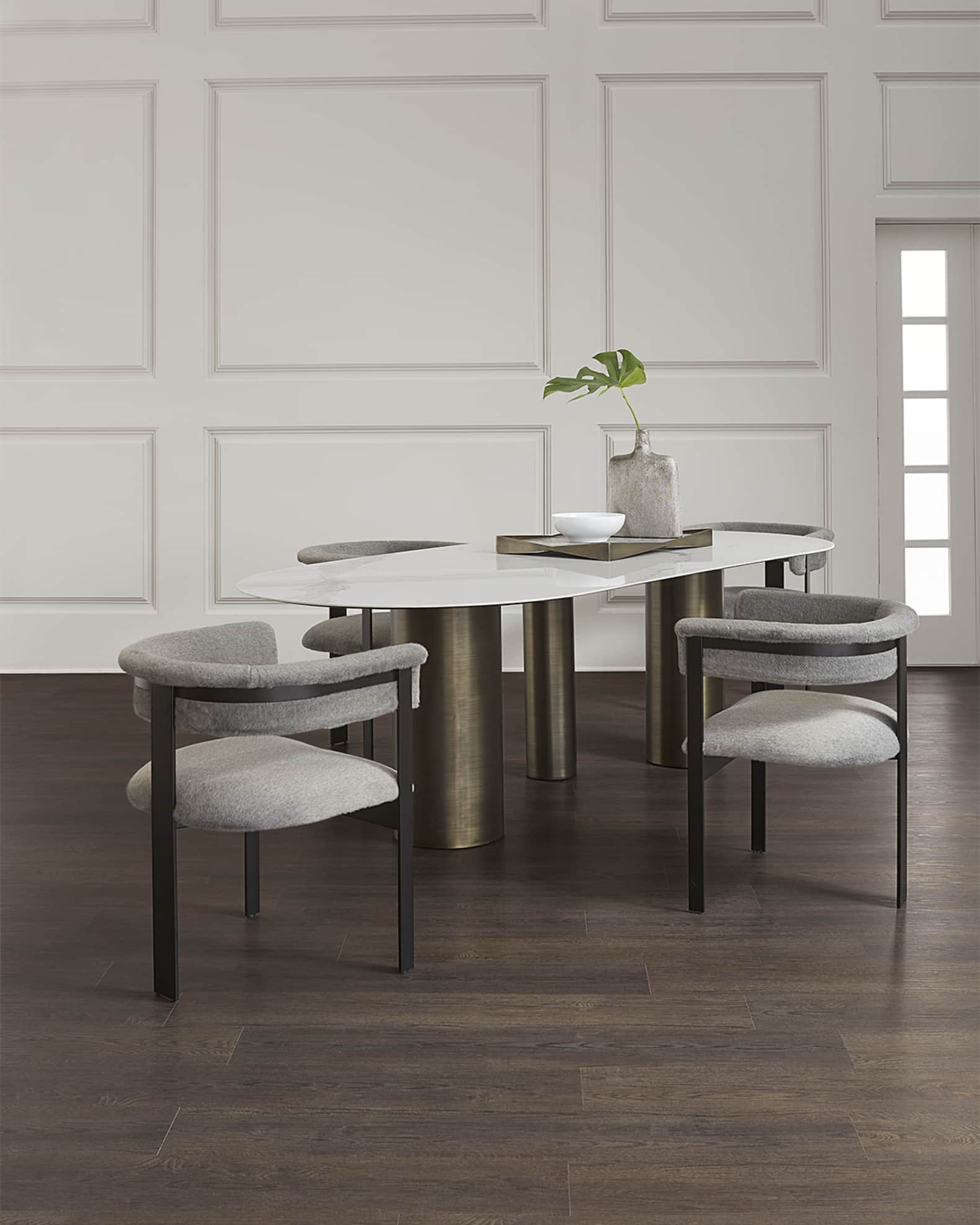 Interlude Home Darcy Pewter Faux Fur Dining Chair | Horchow