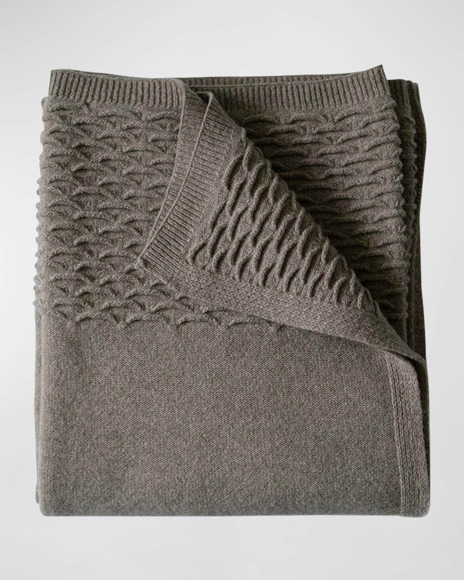 Evangeline Linens Knit Wool Throw Blanket | Horchow