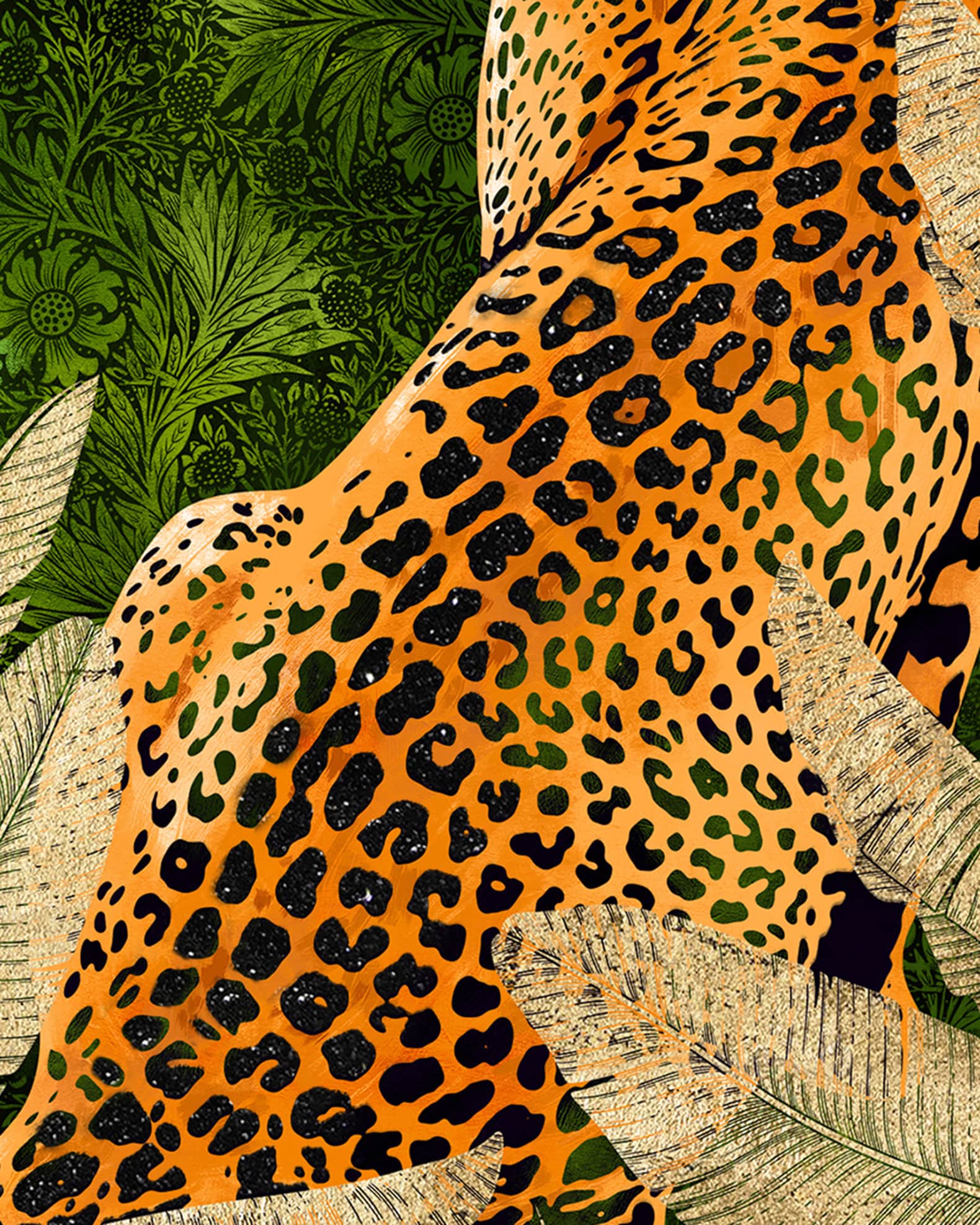 The Oliver Gal Artist Co. Emerald Jungle Cat Giclee Art Print | Horchow
