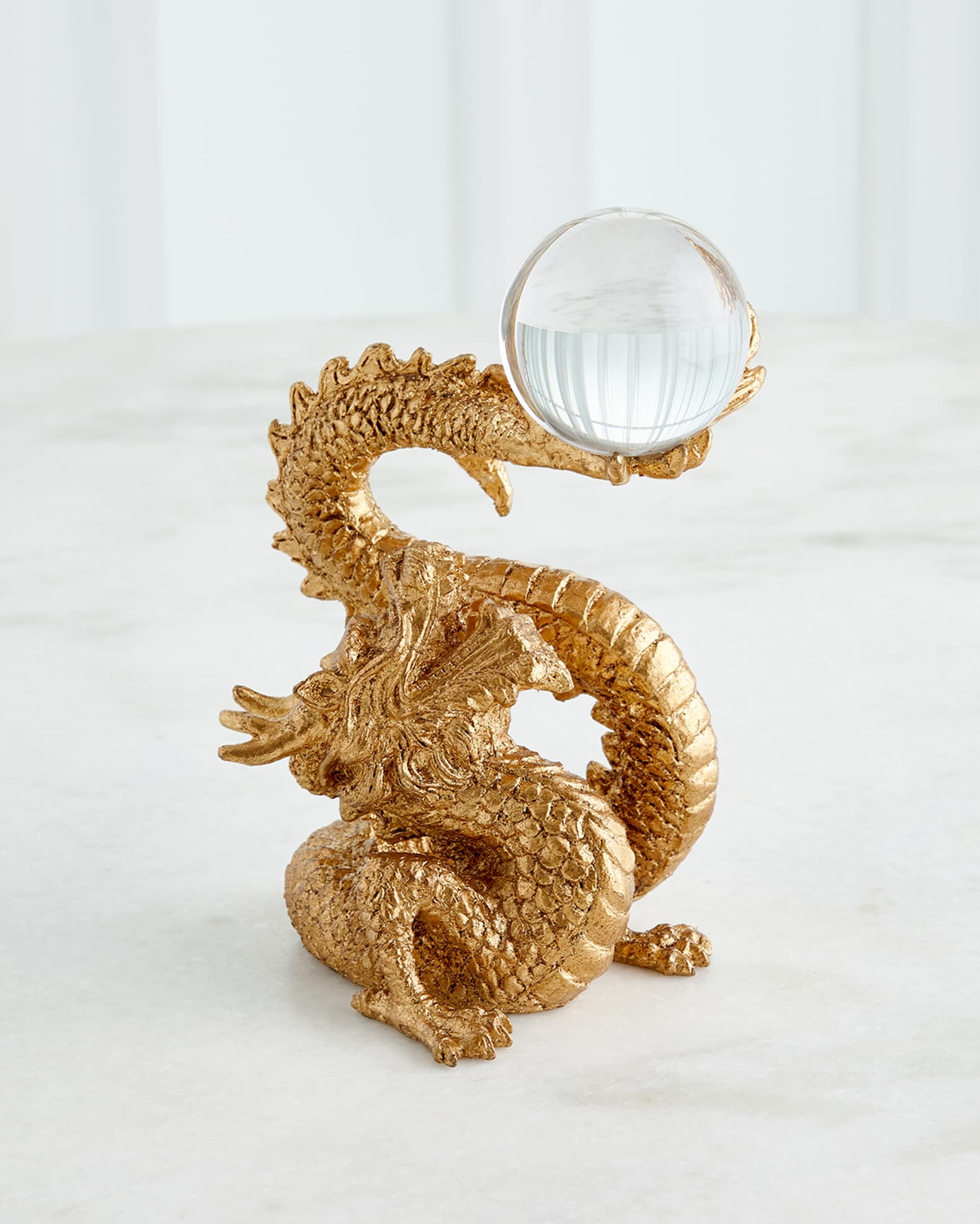 Global Views Dragon Holding Sphere Sculpture | Horchow