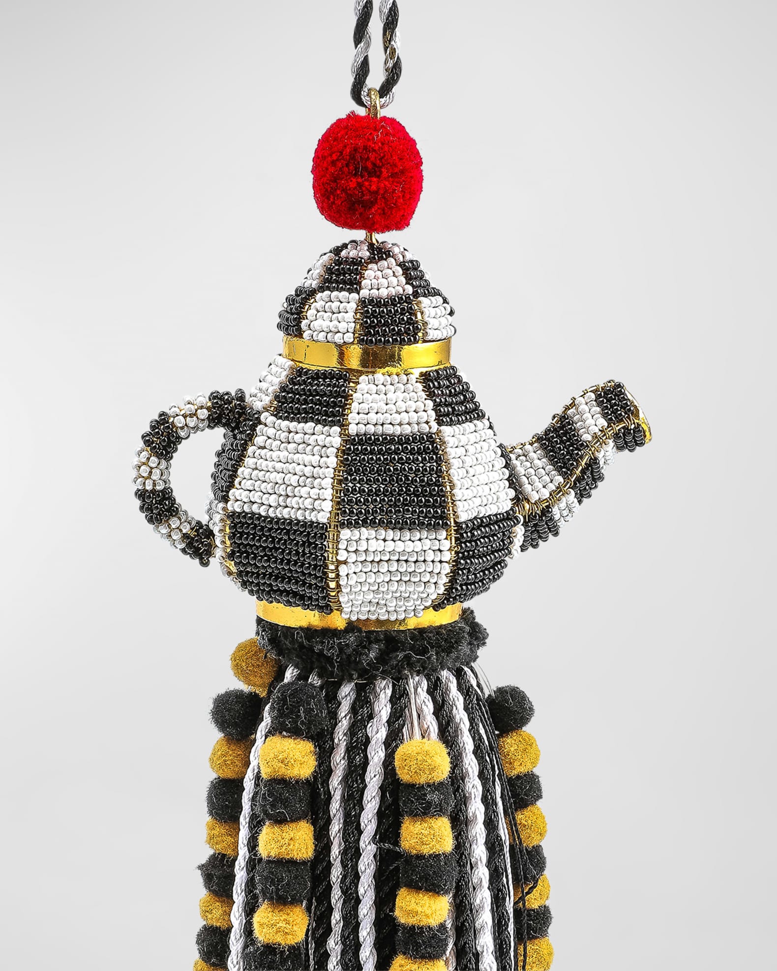 MacKenzie-Childs Courtly Check Tea Kettle Beaded Tassel | Horchow