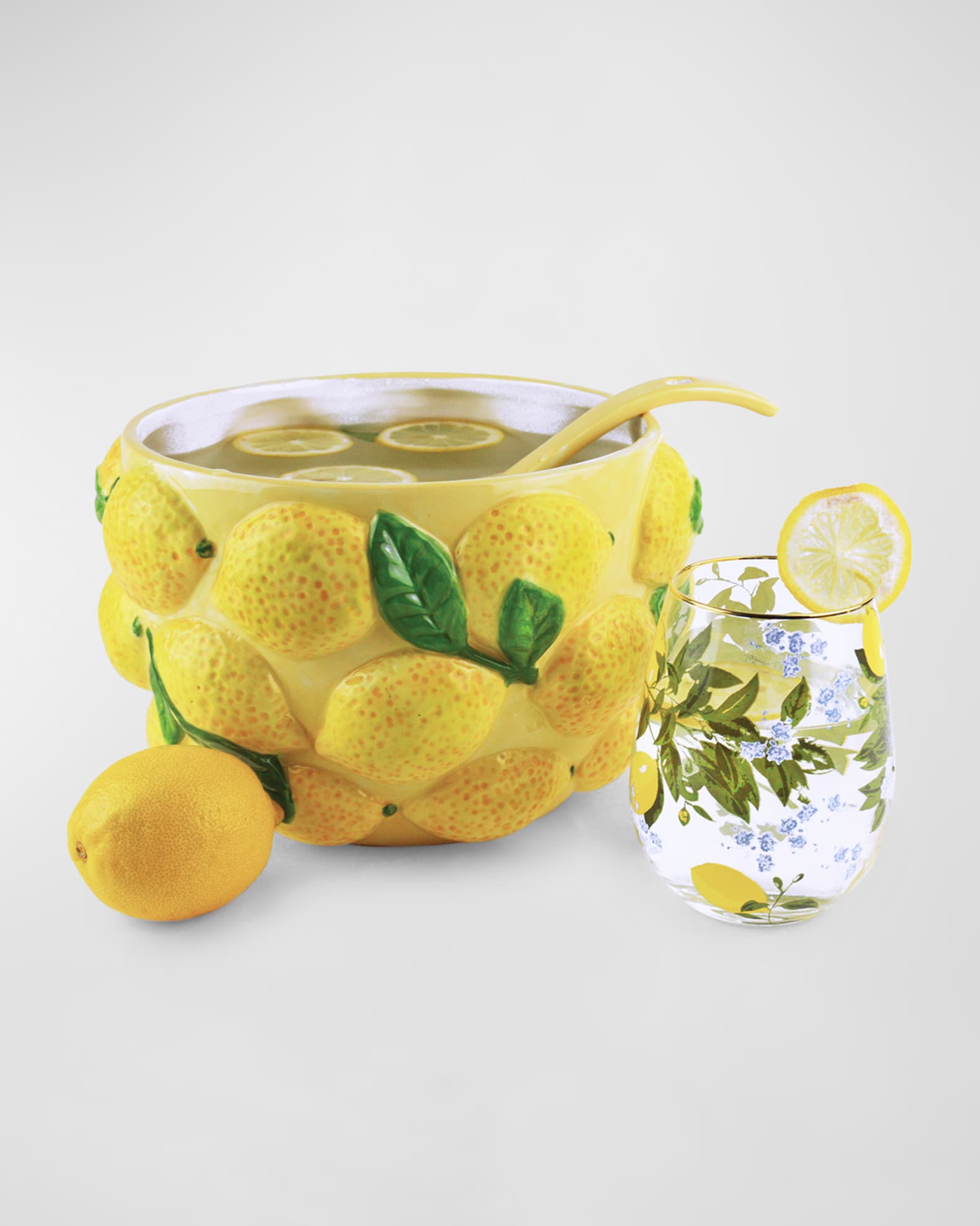 8 Oak Lane Lemon Punch Bowl & Ladle Set | Horchow