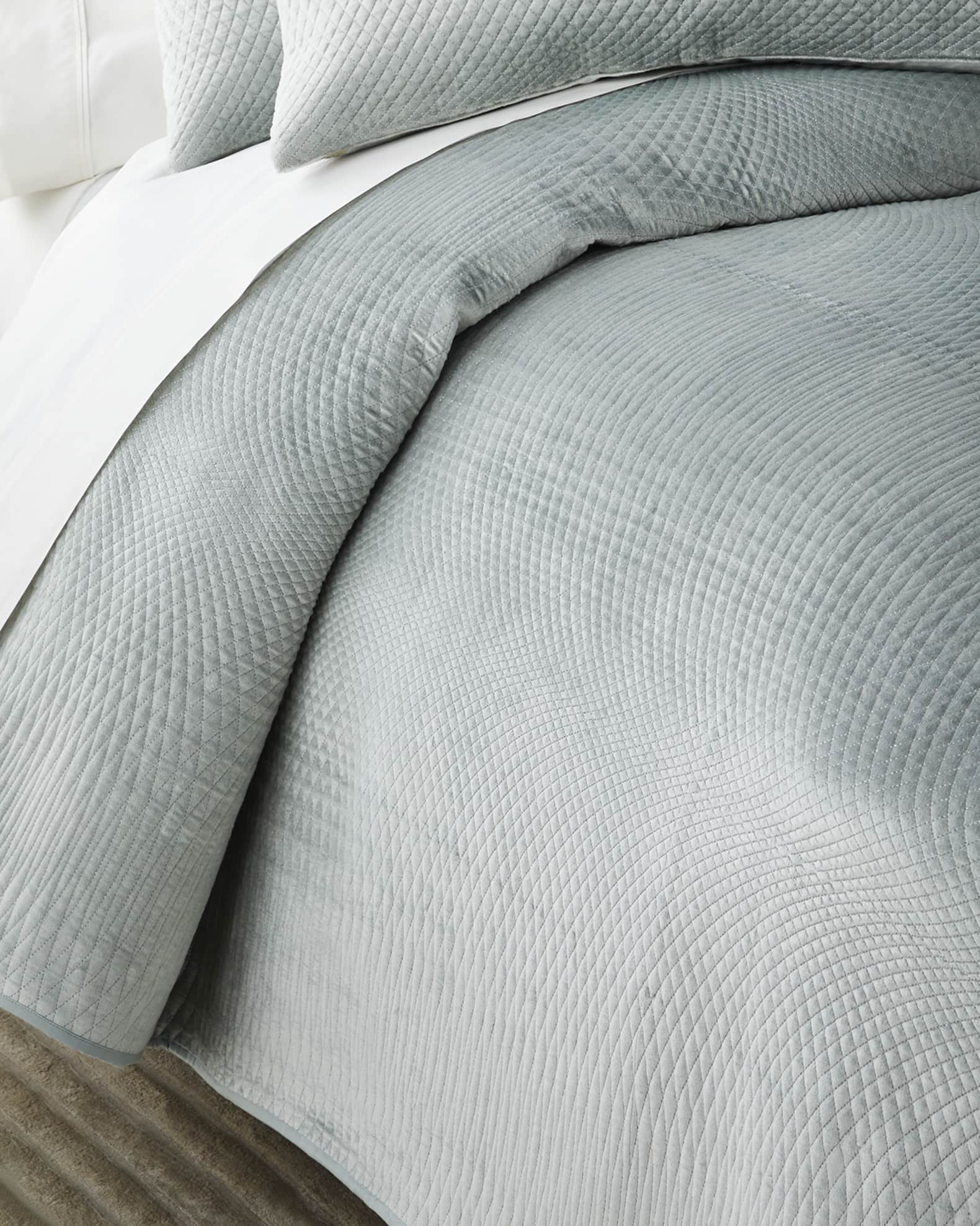 Callisto Home Rivena Quilted Velvet Coverlet, Queen | Horchow