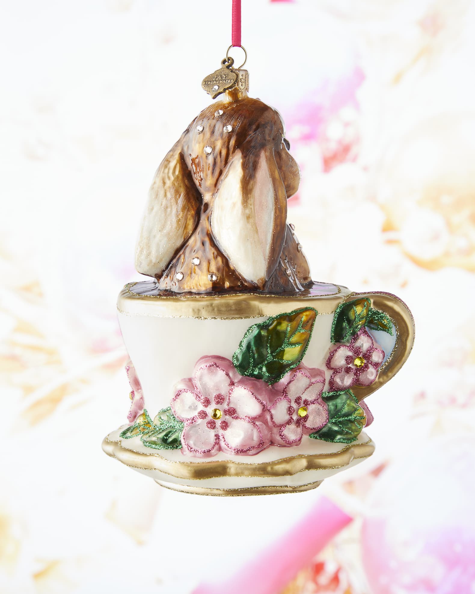 Jay Strongwater Bunny Teacup Christmas Ornament | Horchow