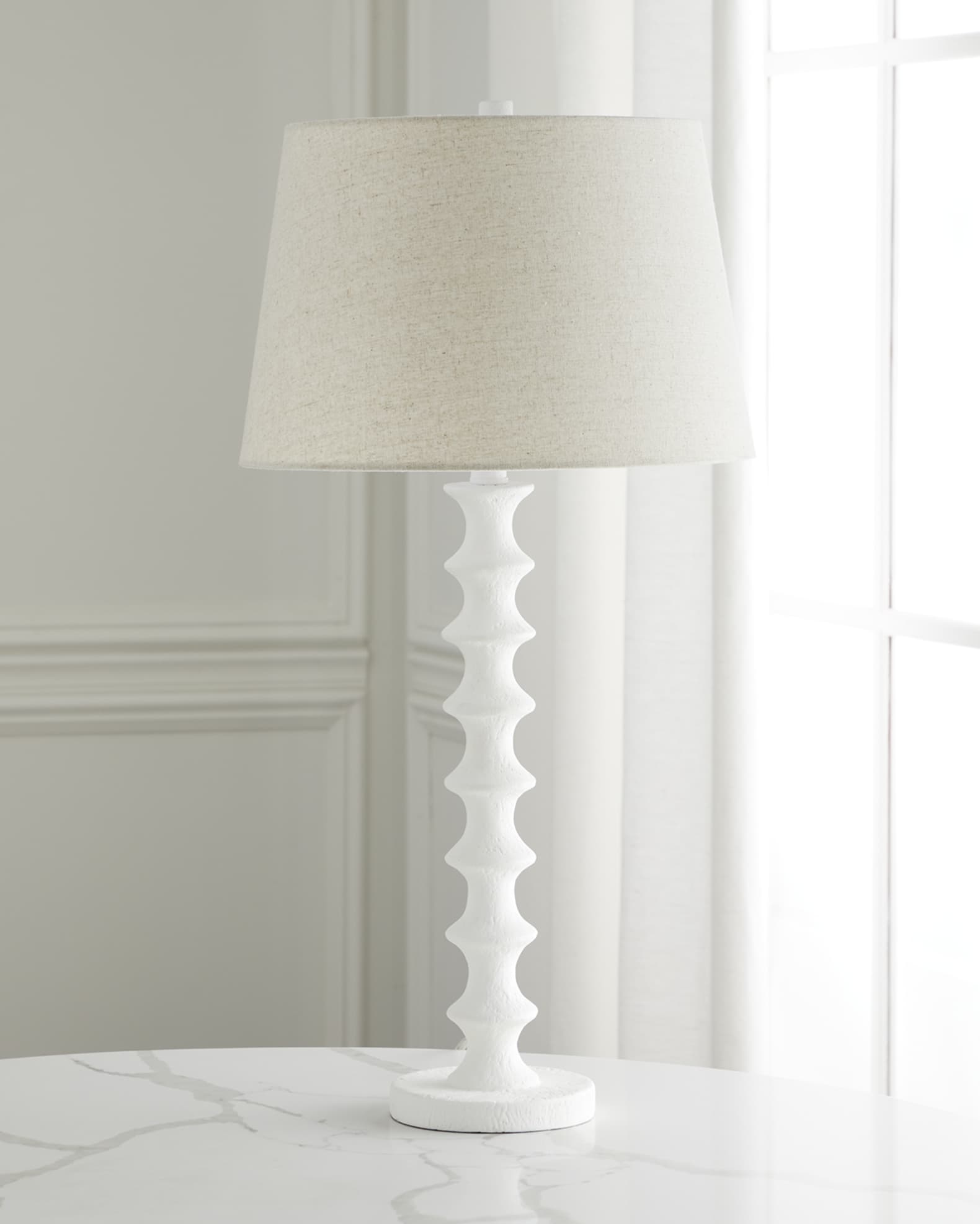 Old World Design Jocelyn White Gesso Table Lamp - 30