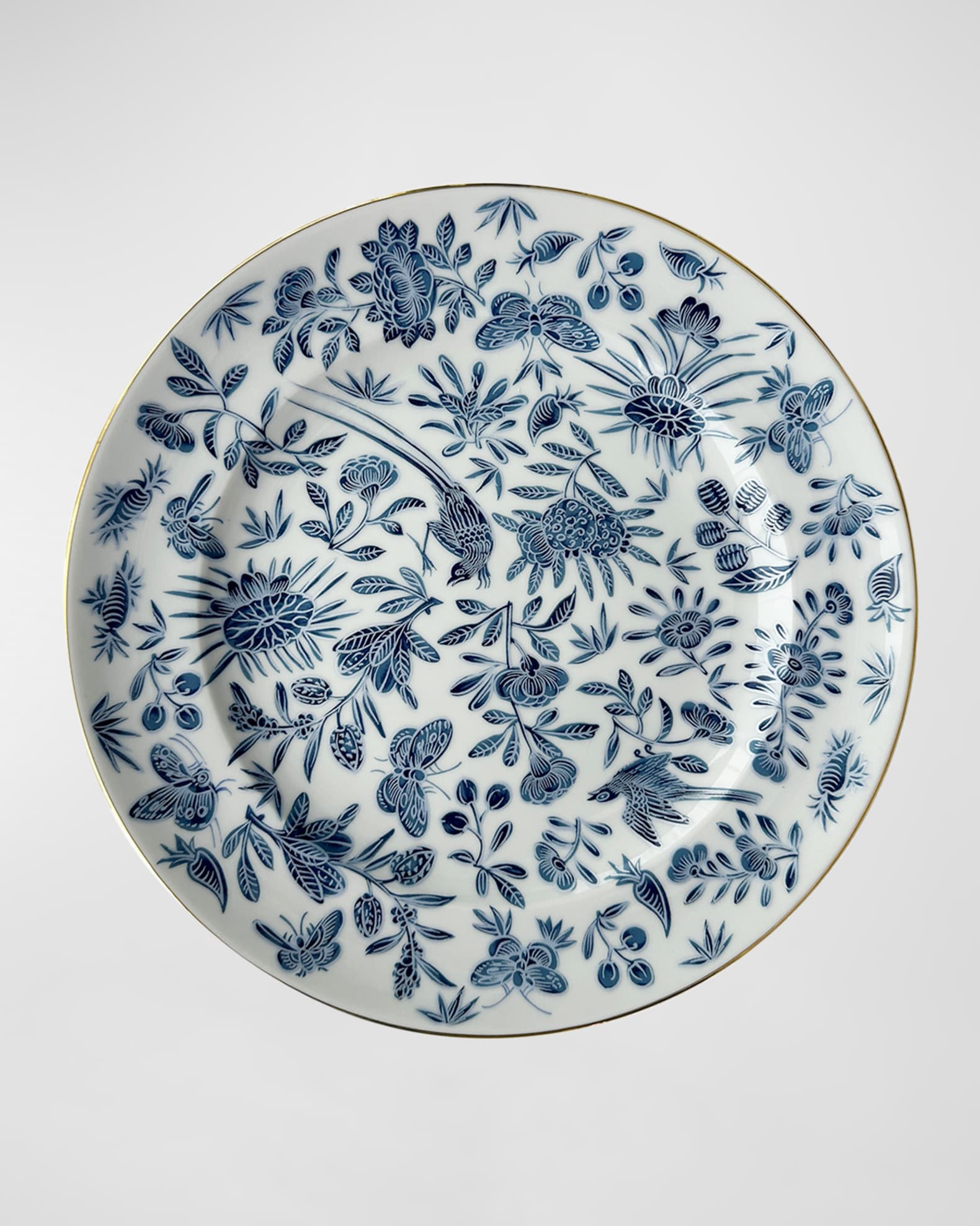 Mottahedeh Sacred Bird & Butterfly Blue Dessert Plate | Horchow