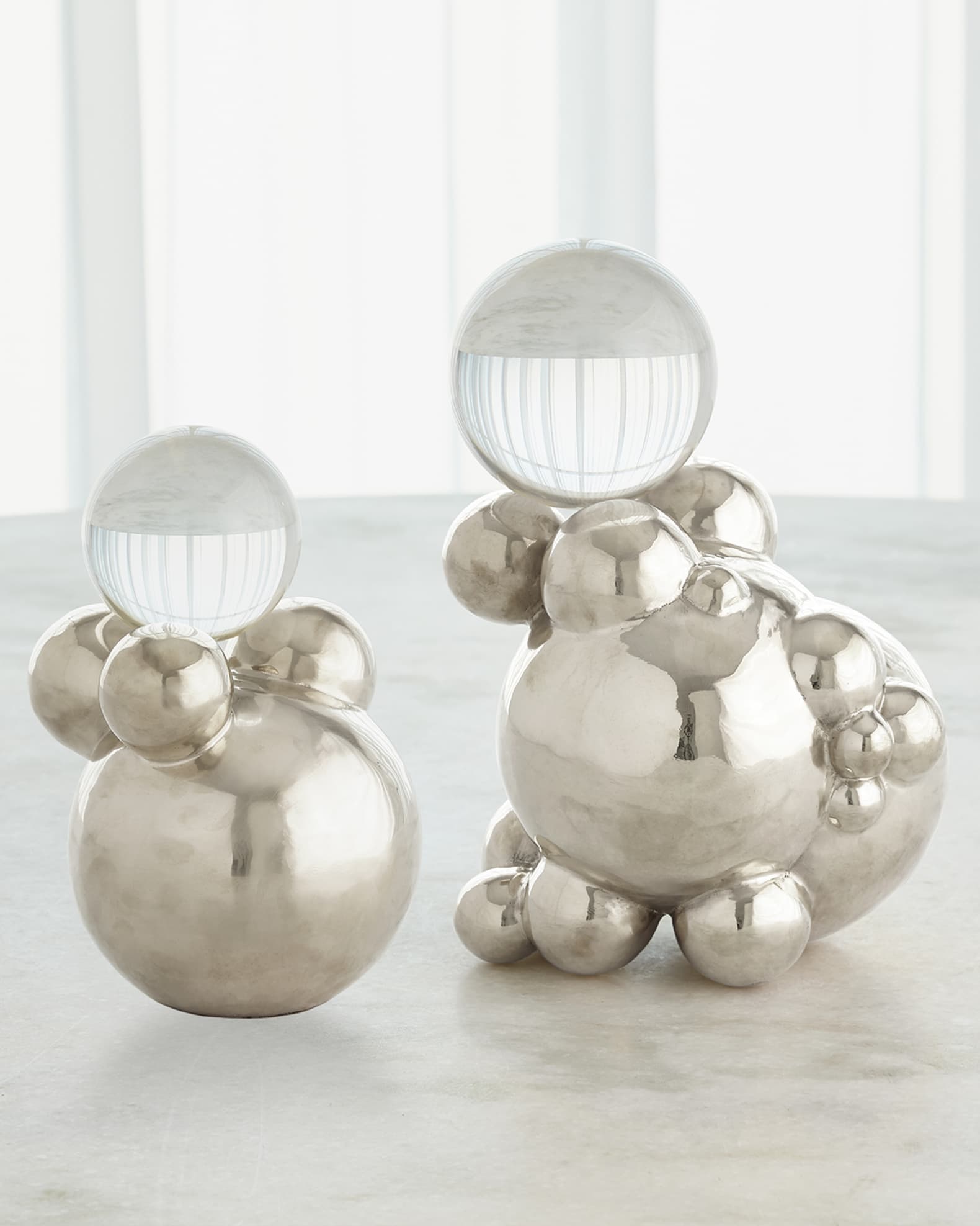 Global Views Small Bubble Orb Holder with Crystal Orb, 8.5" | Horchow