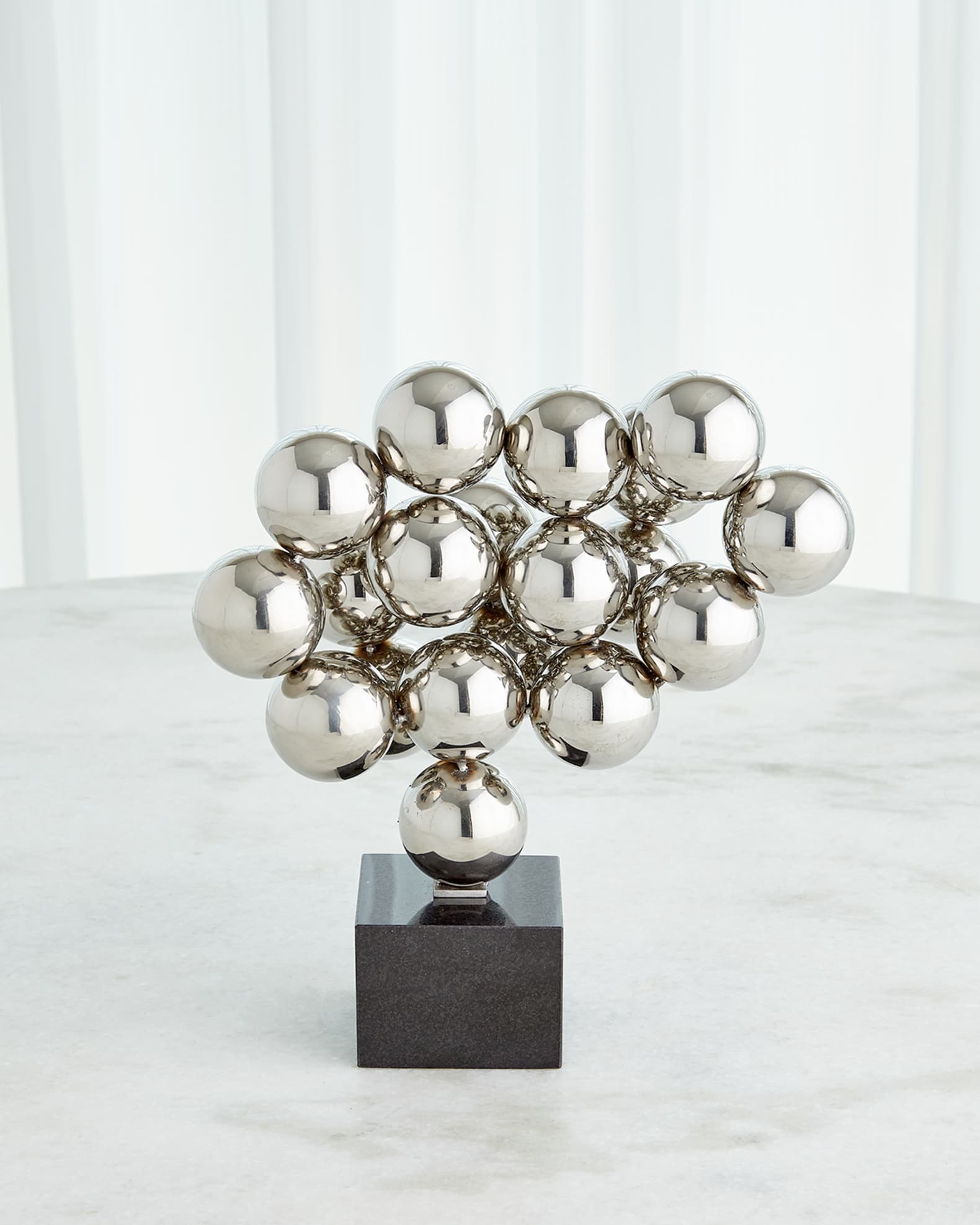 Global Views Sphere Sculpture, Nickel With Black Granite | Horchow