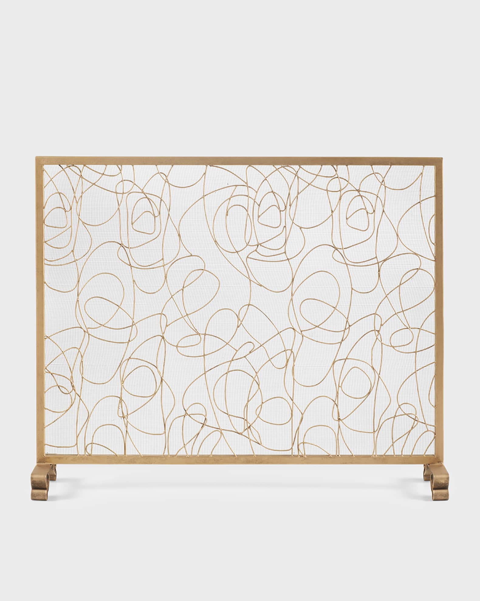 Antique Gold Iron Multi-Scroll Fire Screen | Horchow