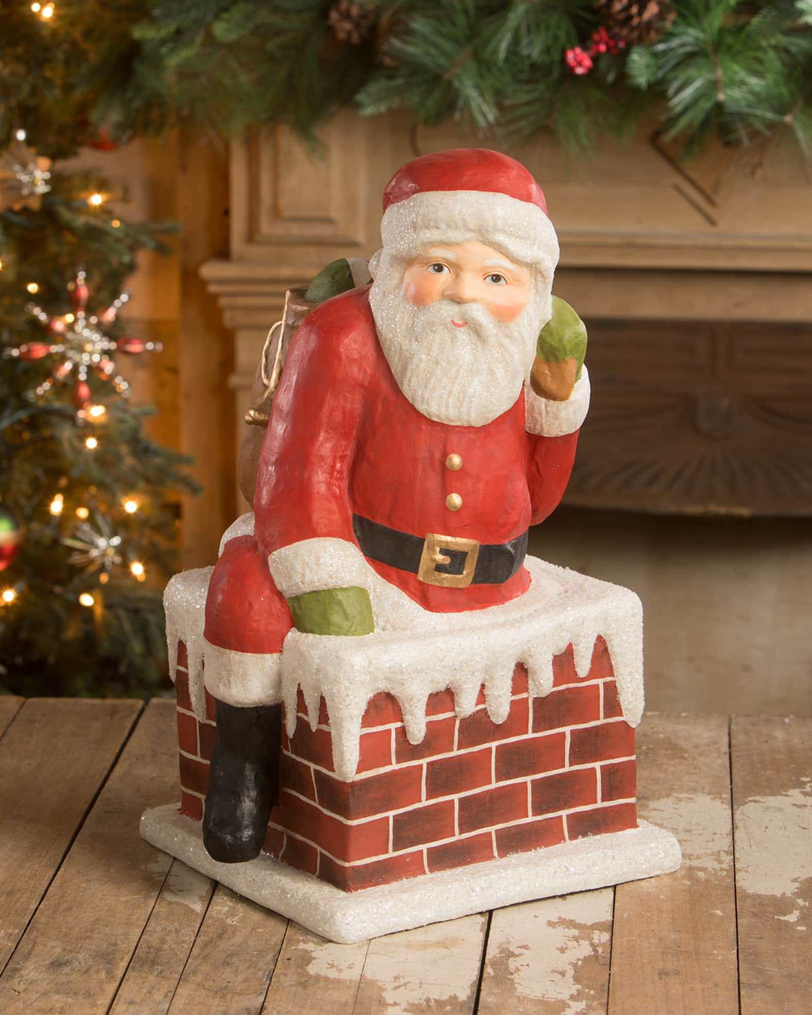 Bethany Lowe Traditional Santa Down Chimney Decor | Horchow
