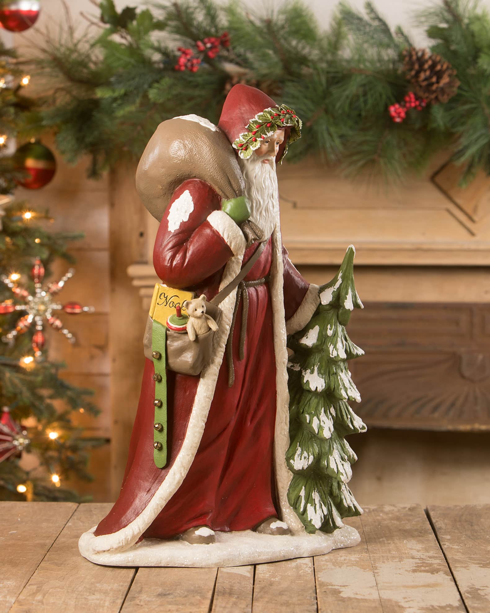Bethany Lowe Traditional Father Christmas with Tree | Horchow