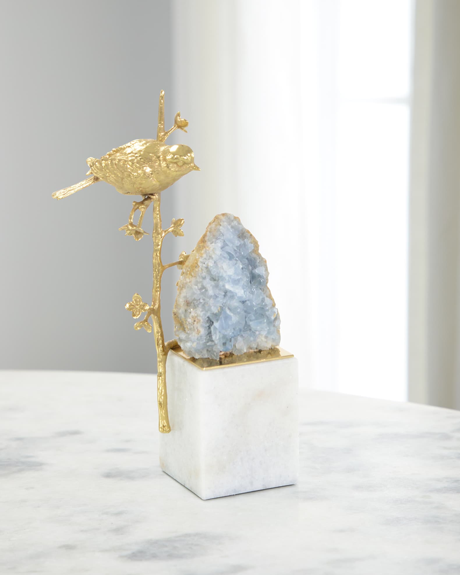 John-Richard Collection Brass Bird and Cyanite Geode Sculpture II | Horchow