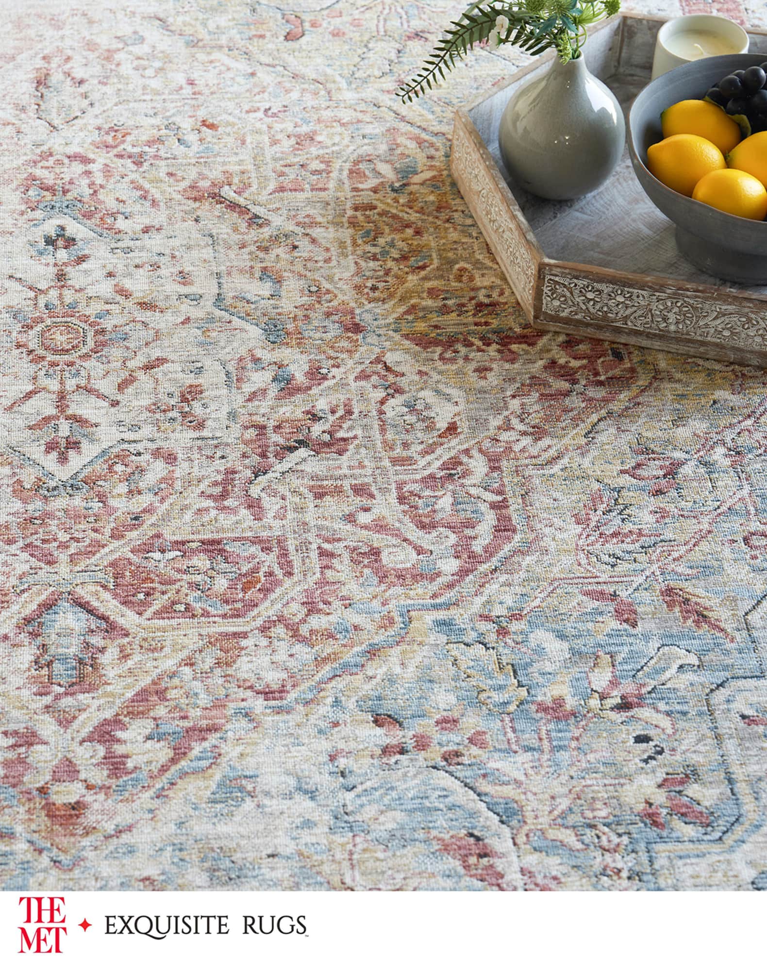 Exquisite Rugs x THE MET Antique Loom Rust & Light Blue Rug, 8' x 10 ...