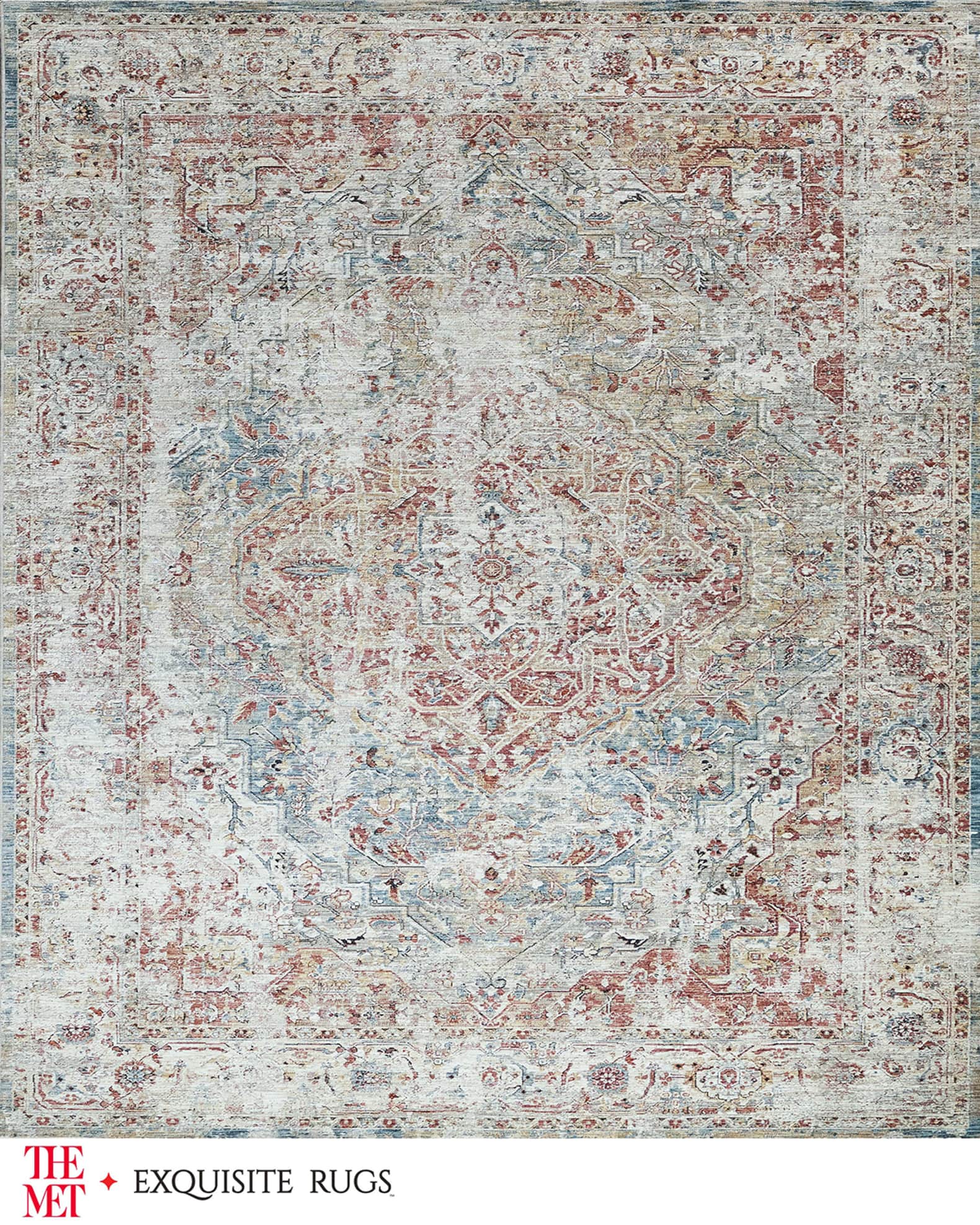 Exquisite Rugs x THE MET Antique Loom Rust & Light Blue Rug, 9' x 12 ...