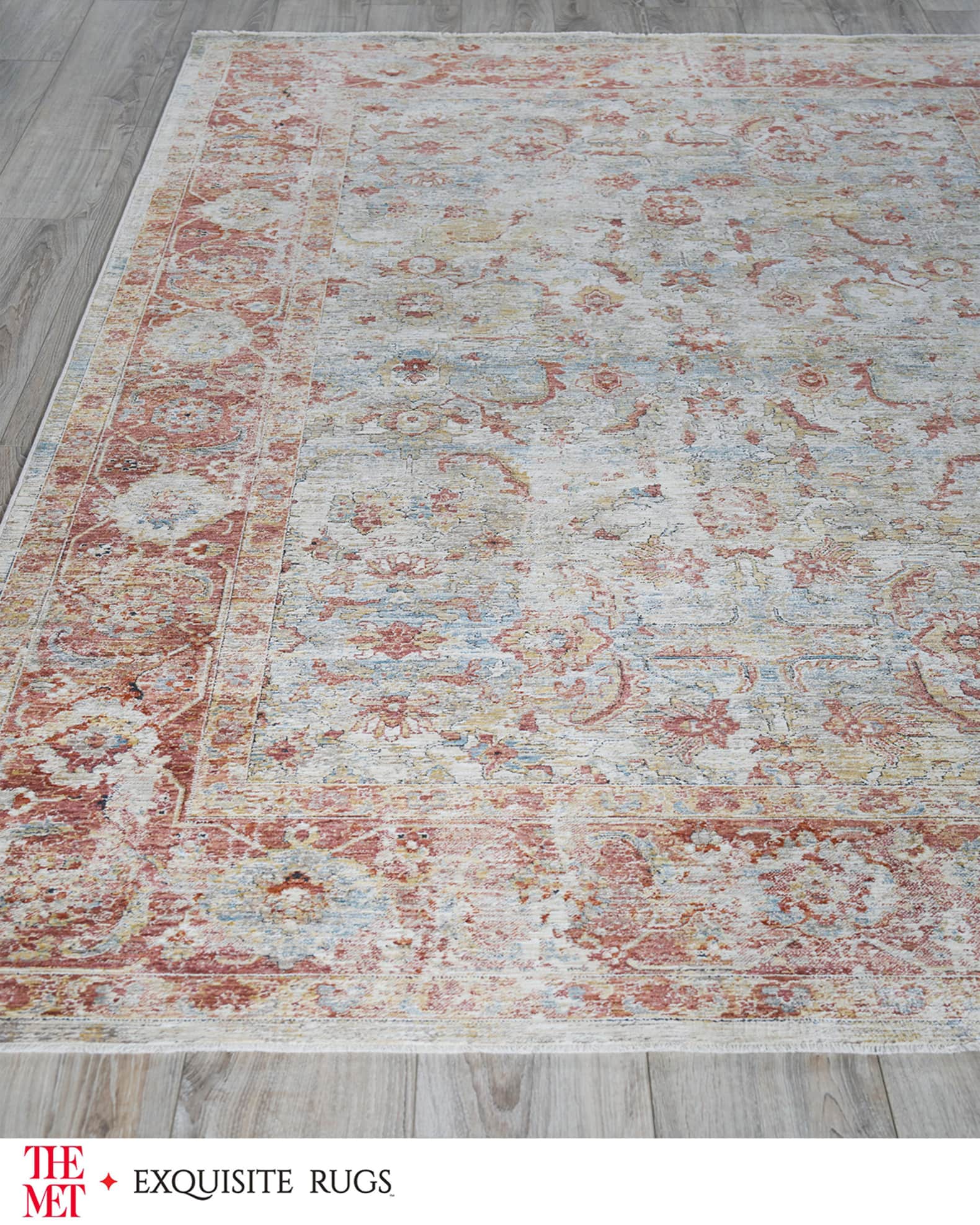 Exquisite Rugs x THE MET Antique Loom Blue & Rust Runner, 2' x 12 ...