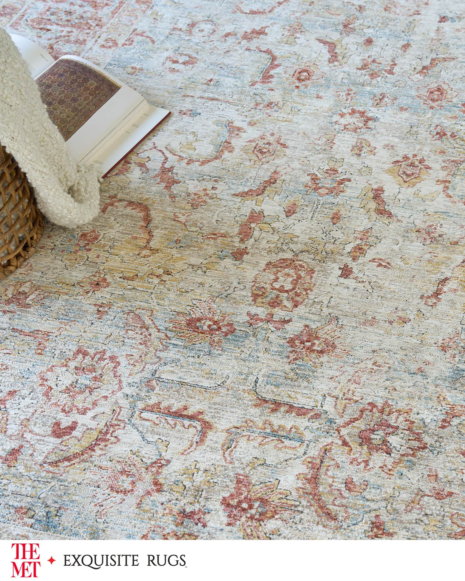 Exquisite Rugs x THE MET Antique Loom Blue & Rust Rug, 3' x 12' | Horchow